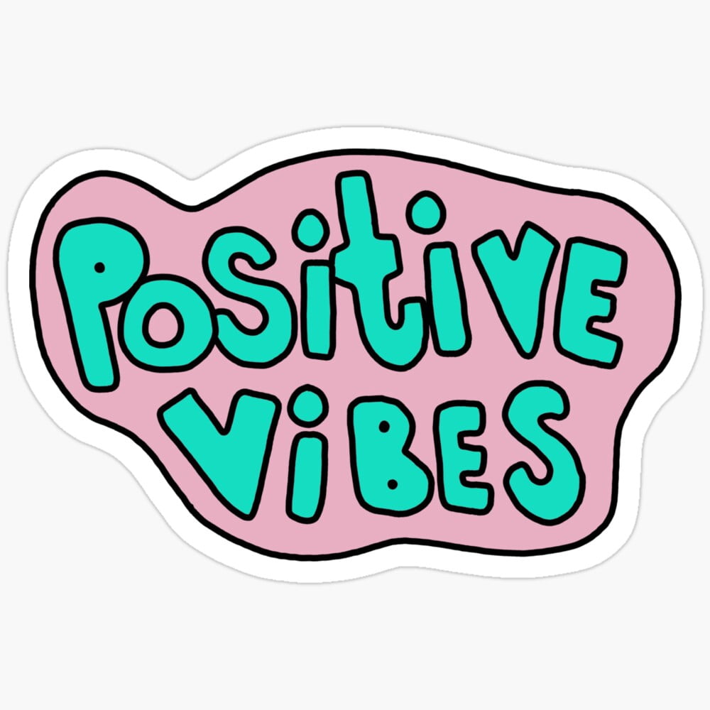 Positive Vibes Blue And Pink Sticker Phone Decal Water Bottle Stickers ...