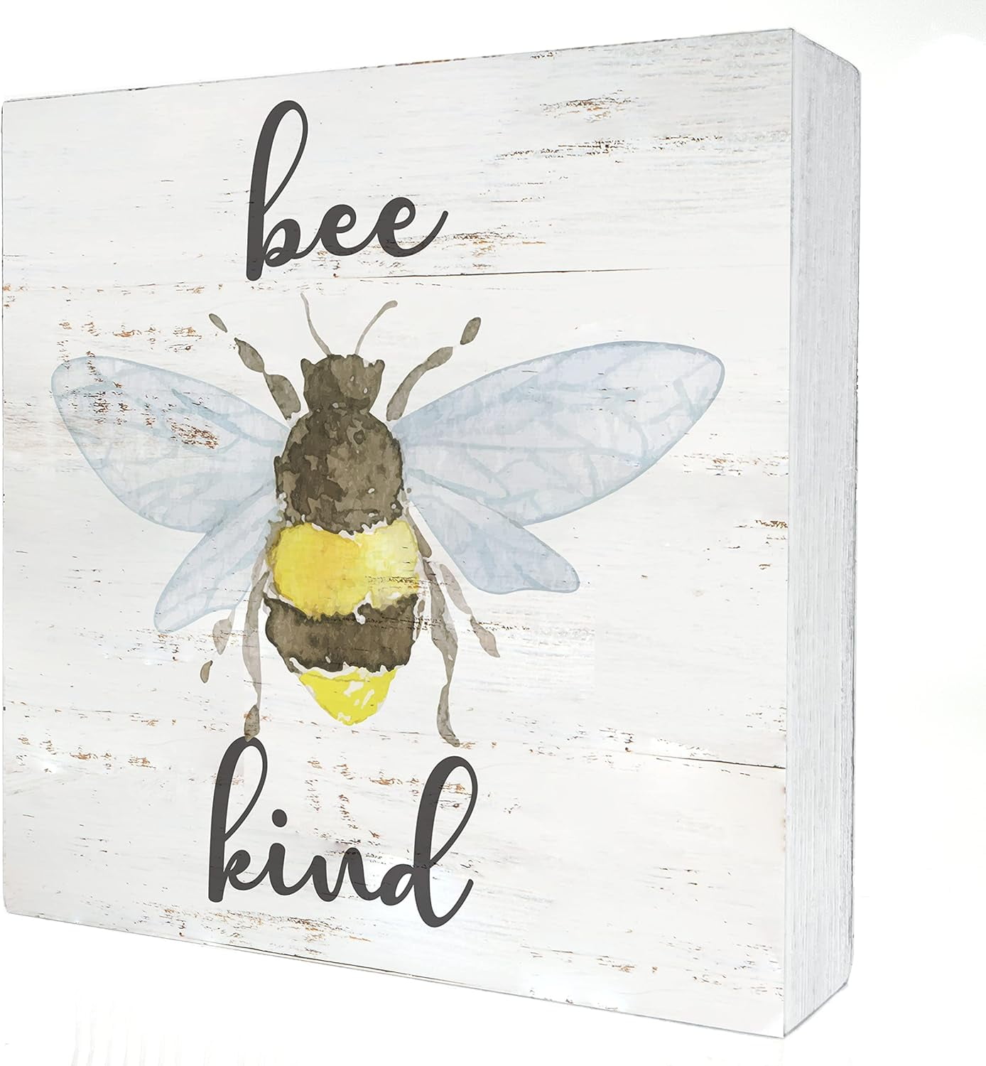 Positive Wooden Box Sign Desk Decor 5“ X 5“ Wood Block Plaque Box Signs ...