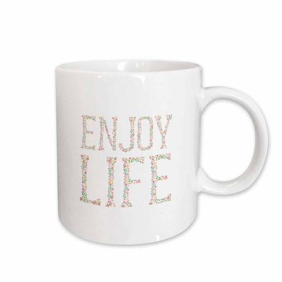 Positive text Enjoy Life. Each letter made of flowers, pastel colors ...