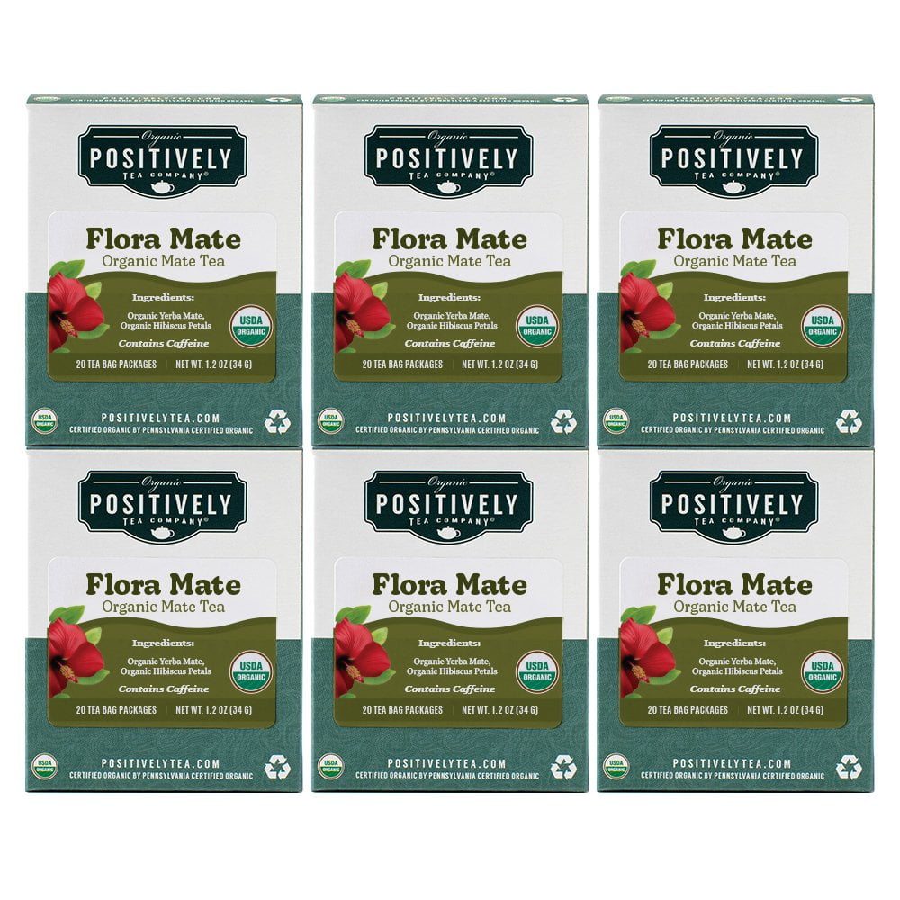 Positively Tea's Organic Flora Mate Tea Bags, 6 Boxes 120 Tea Bags ...