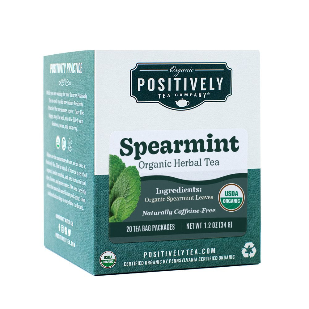 Positively Tea's Organic Spearmint Leaf, Caffeine Free, Herbal Tea Bags ...