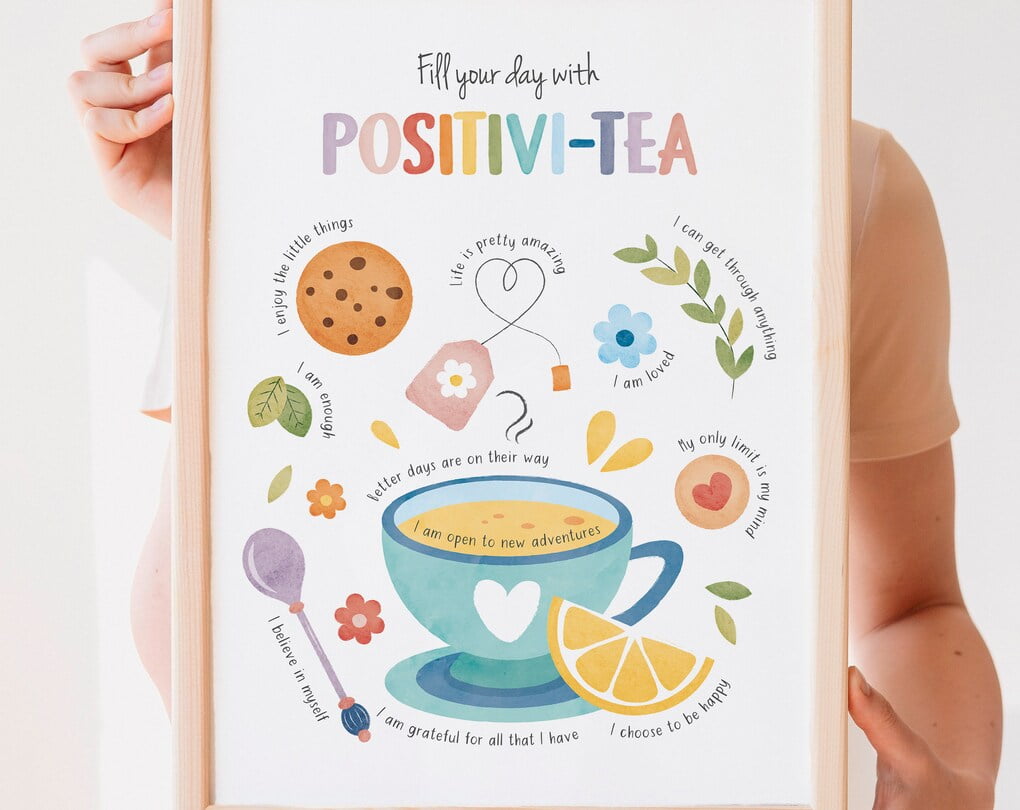 Positivi-Tea Positivity, Affirmations Poster, Calming Corner, School ...