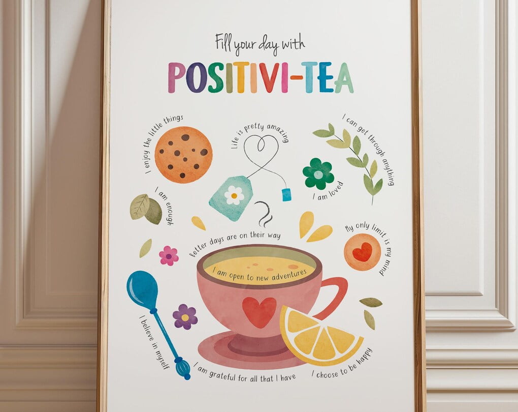 Positivi-Tea Poster, Daily Affirmations, Therapy Office Wall Decor ...