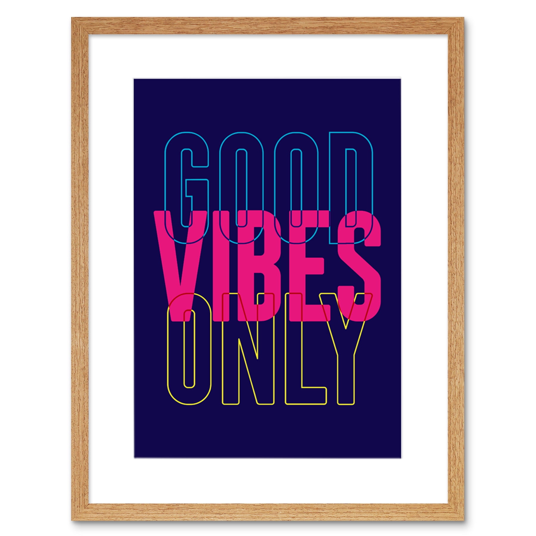 Positivity Good Vibes Only Typography Framed Wall Art Print - Walmart.com