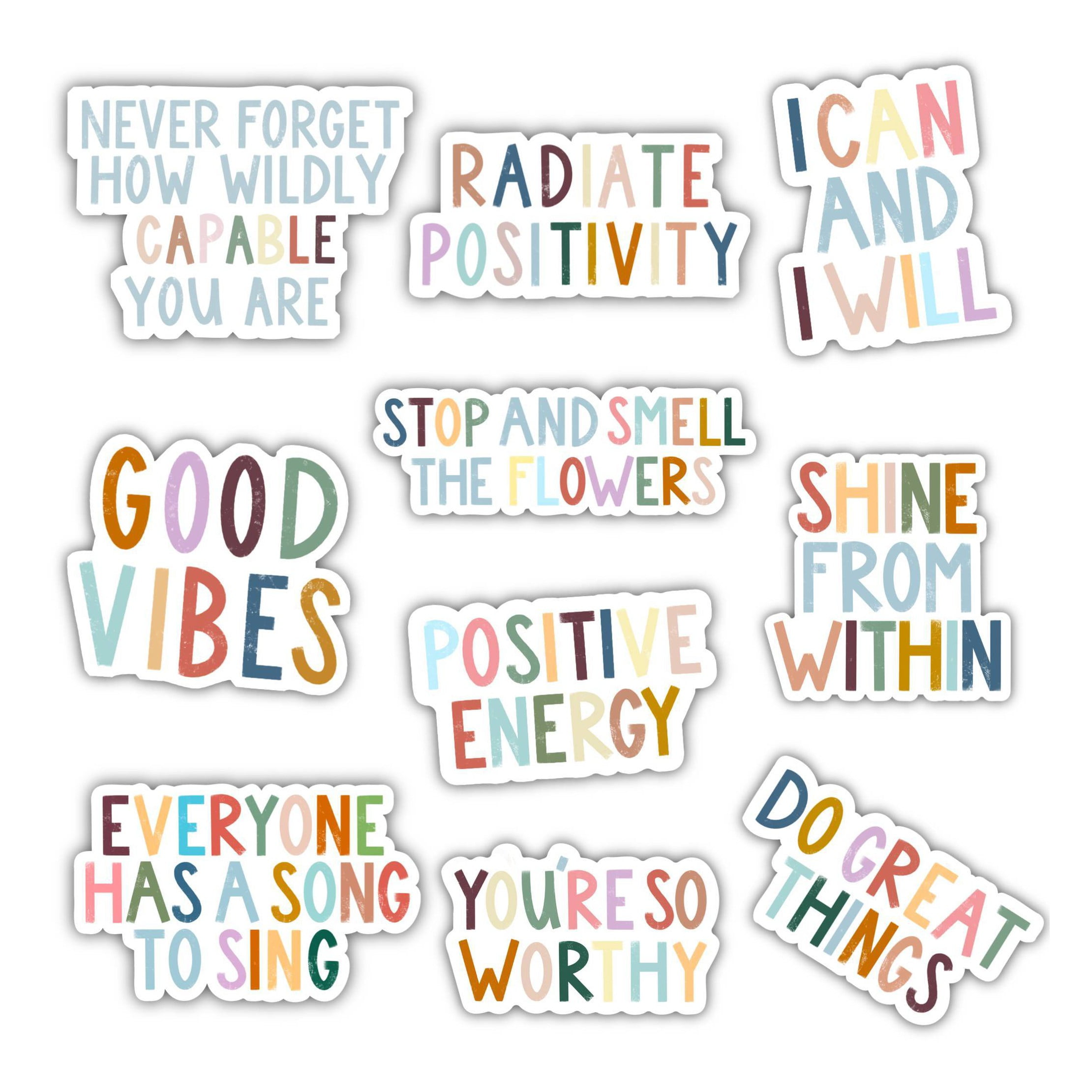 Positivity Lettering Sticker Pack 10pc - Walmart.com