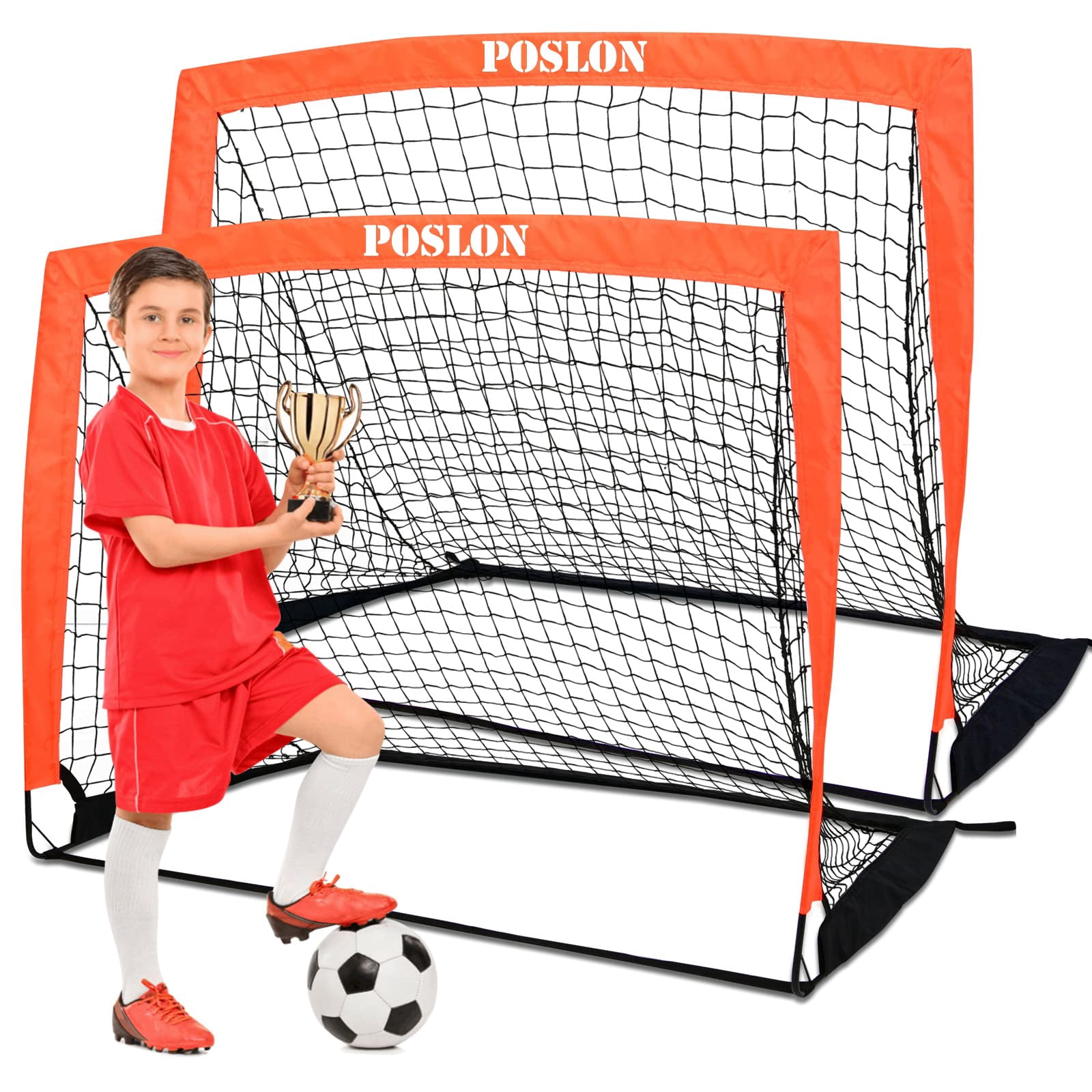 Poslon Soccer Goal Kids Soccer Net Set Carry Bag for Games and Training ...