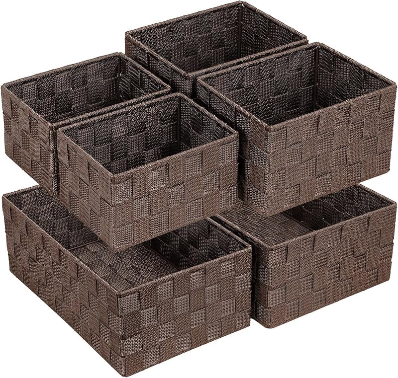 Posprica Woven Storage Baskets for Organizing, Small Black Baskets Cube ...