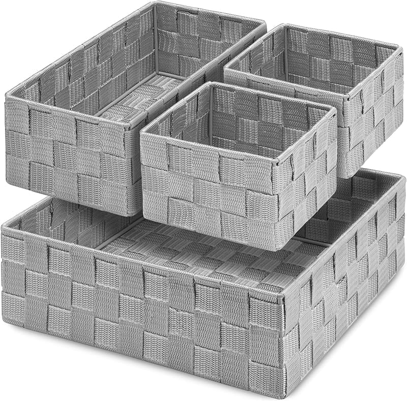 Posprica Woven Storage Baskets for Organizing, Small Black Baskets Cube ...