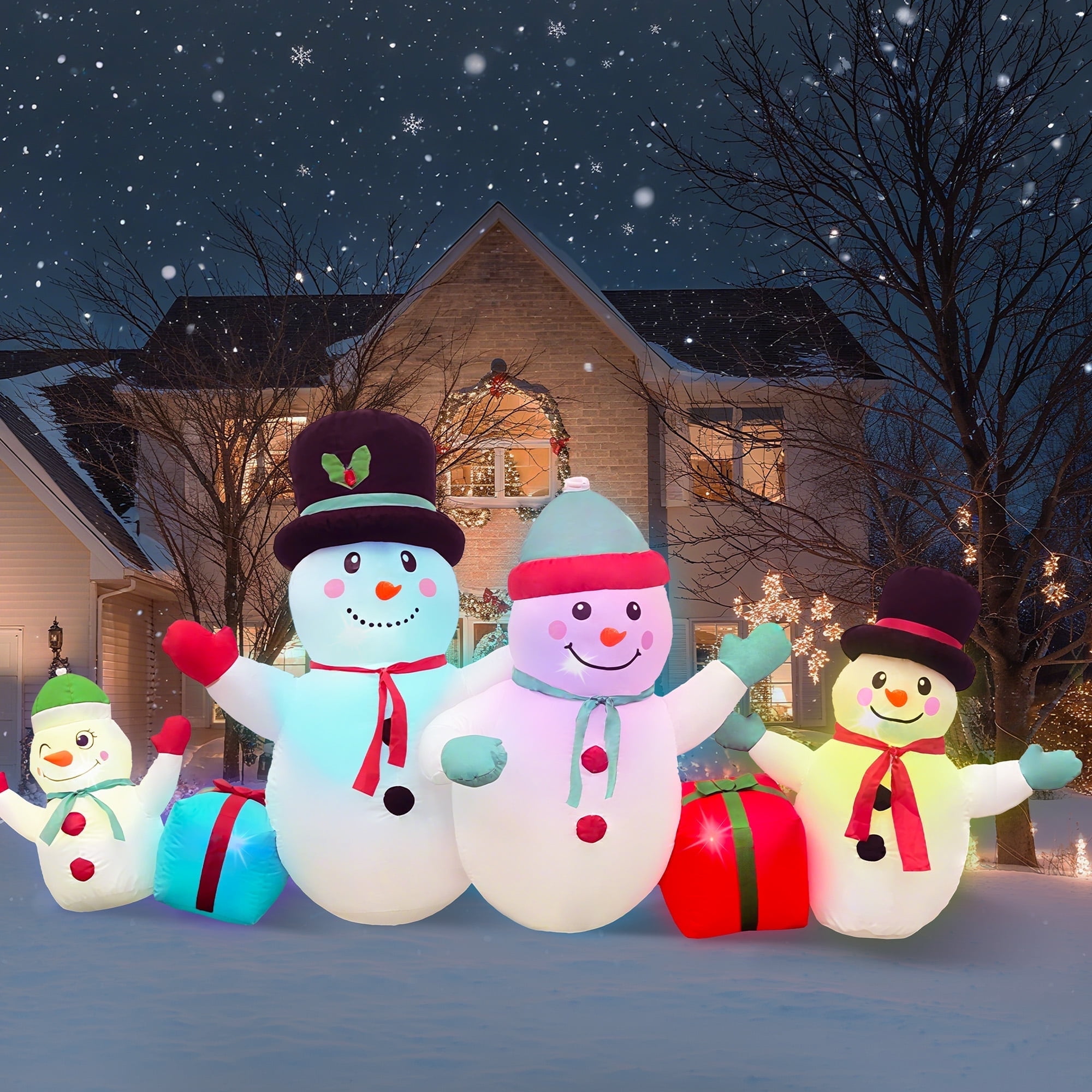 iFanze Giant 6FT Christmas Inflatable Snowman, Blow Up LED Lighted ...