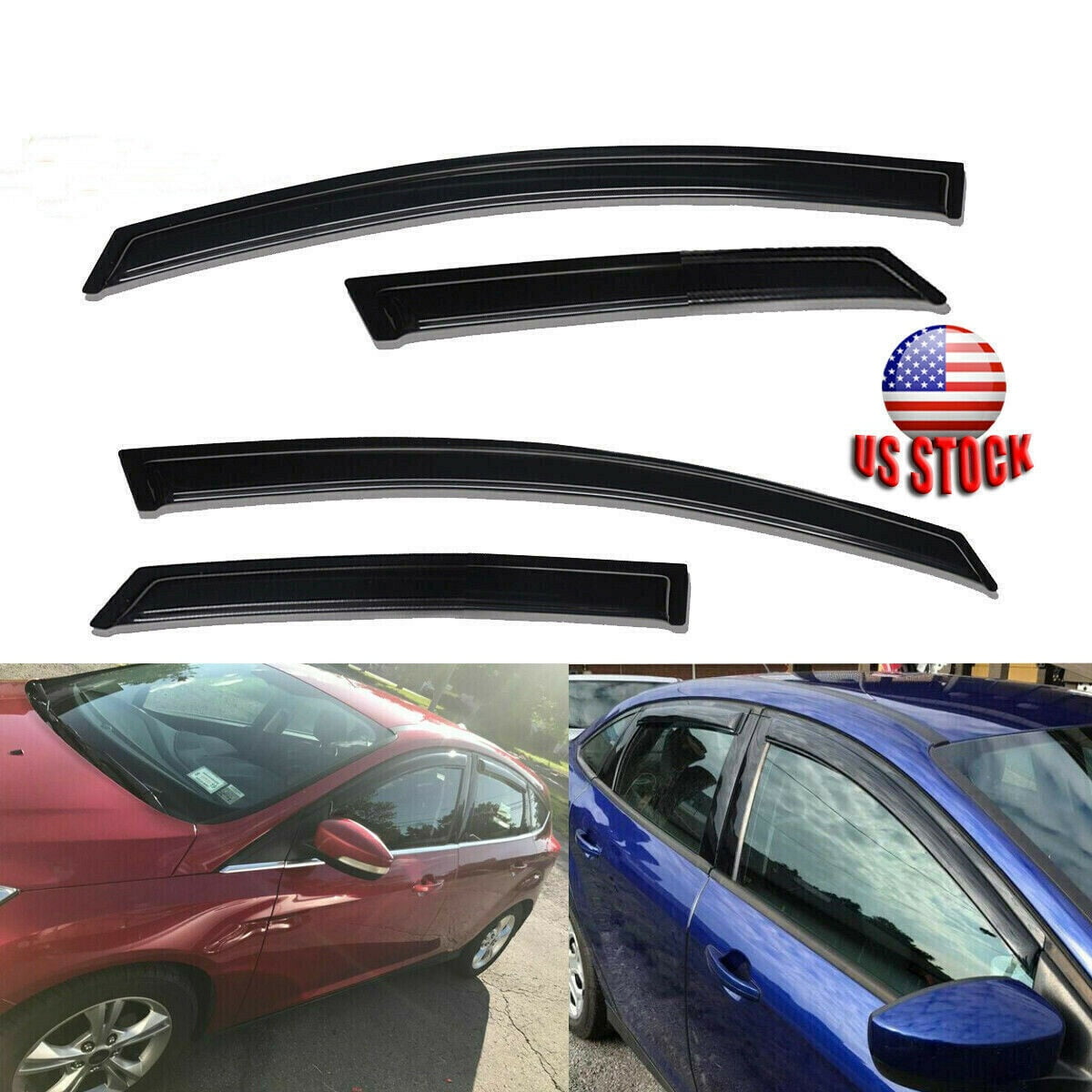 Possbay Window Visor Wind Deflectors Shade For FORD FOCUS MKIII 2012 ...