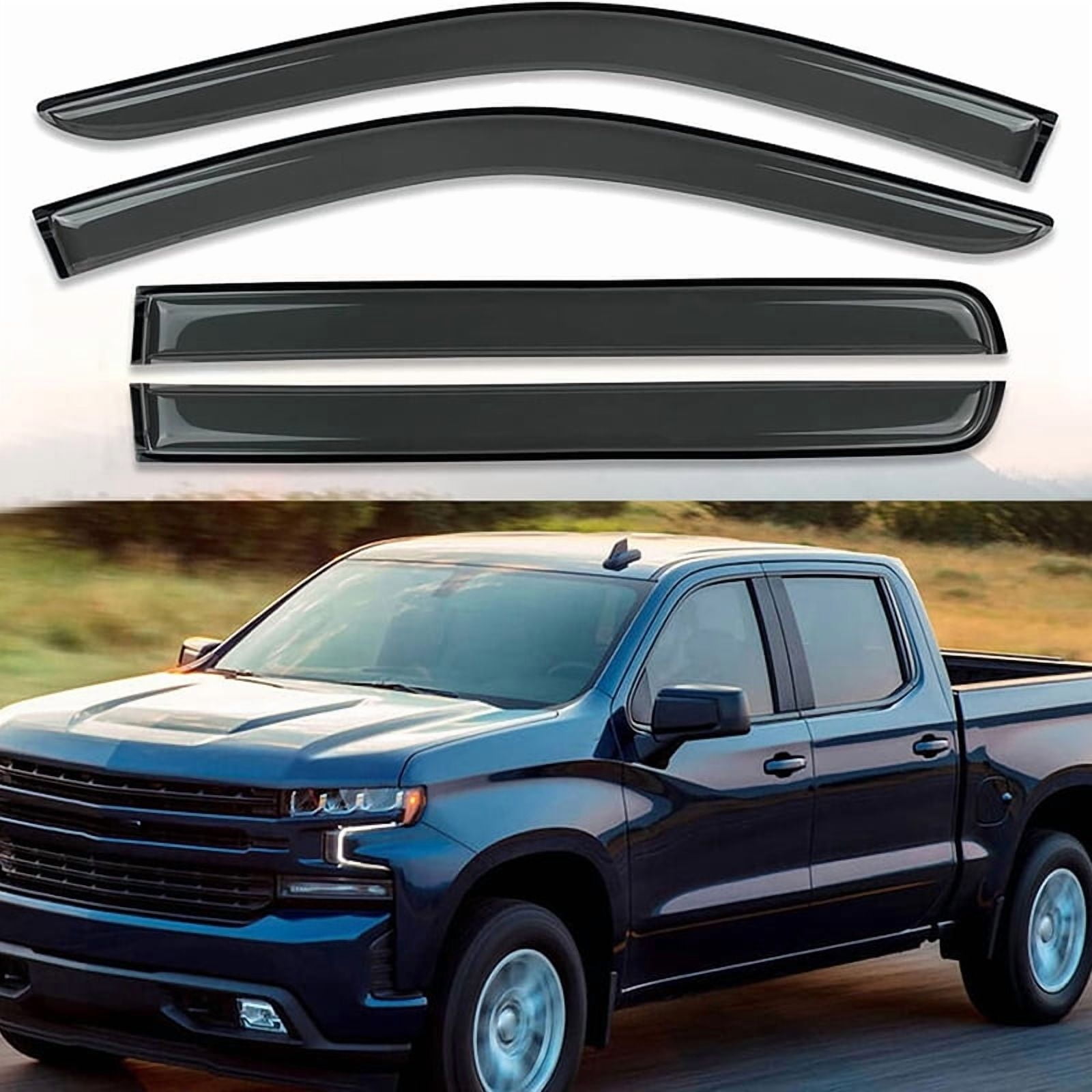 Possbay Window Visors Rain Guard For GMC SIERRA CHEVROLET SILVERADO ...