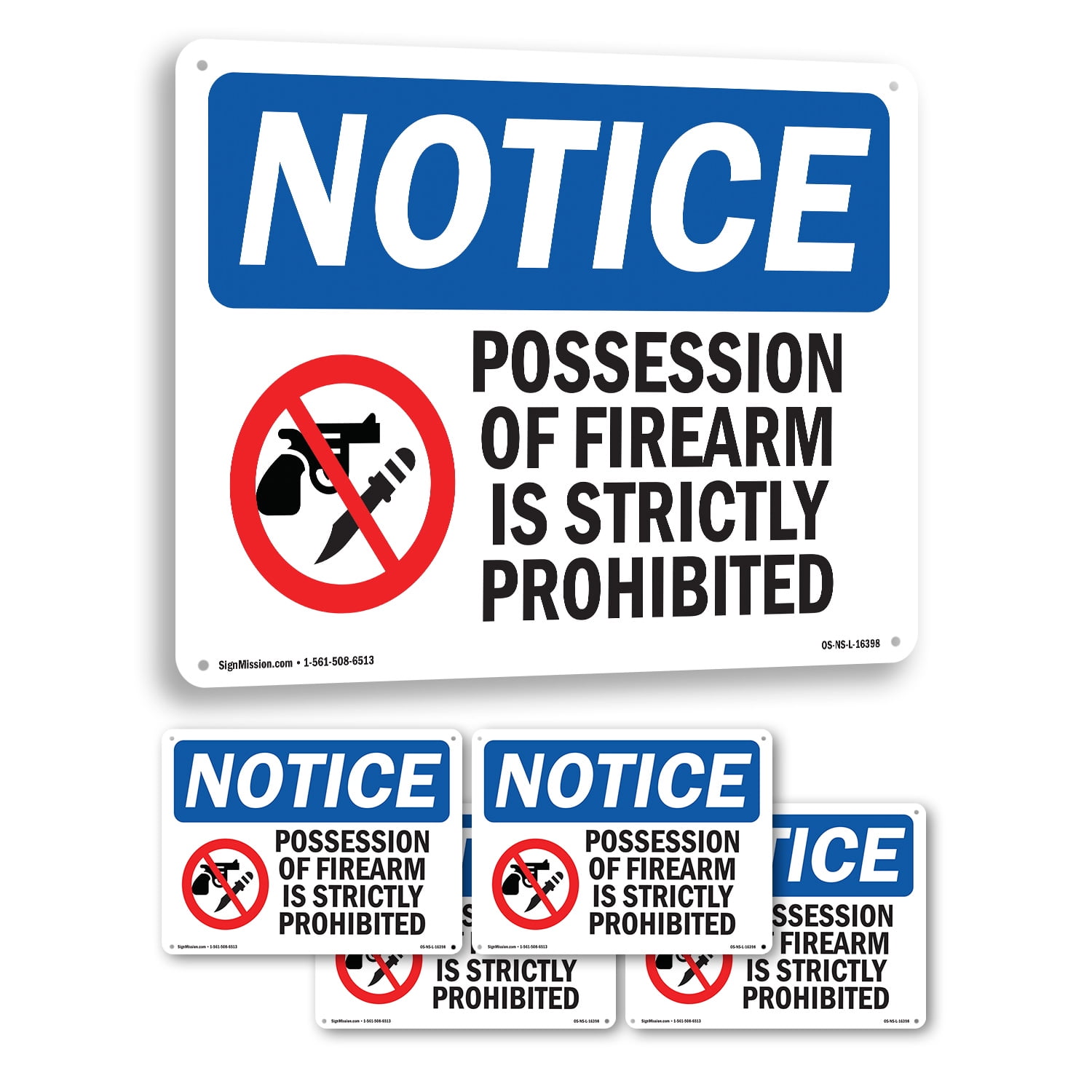 Possession Of Firearms Strictly Prohibited OSHA Notice Rigid Plastic ...