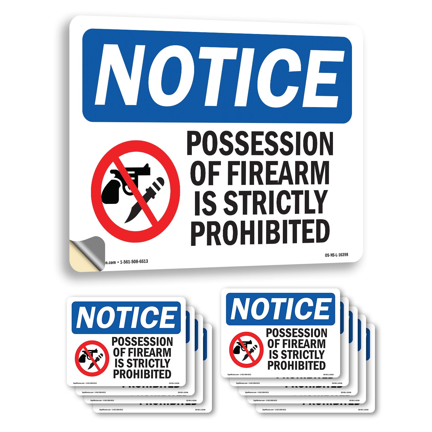 Possession Of Firearms Strictly Prohibited OSHA Notice Vinyl Decal ...