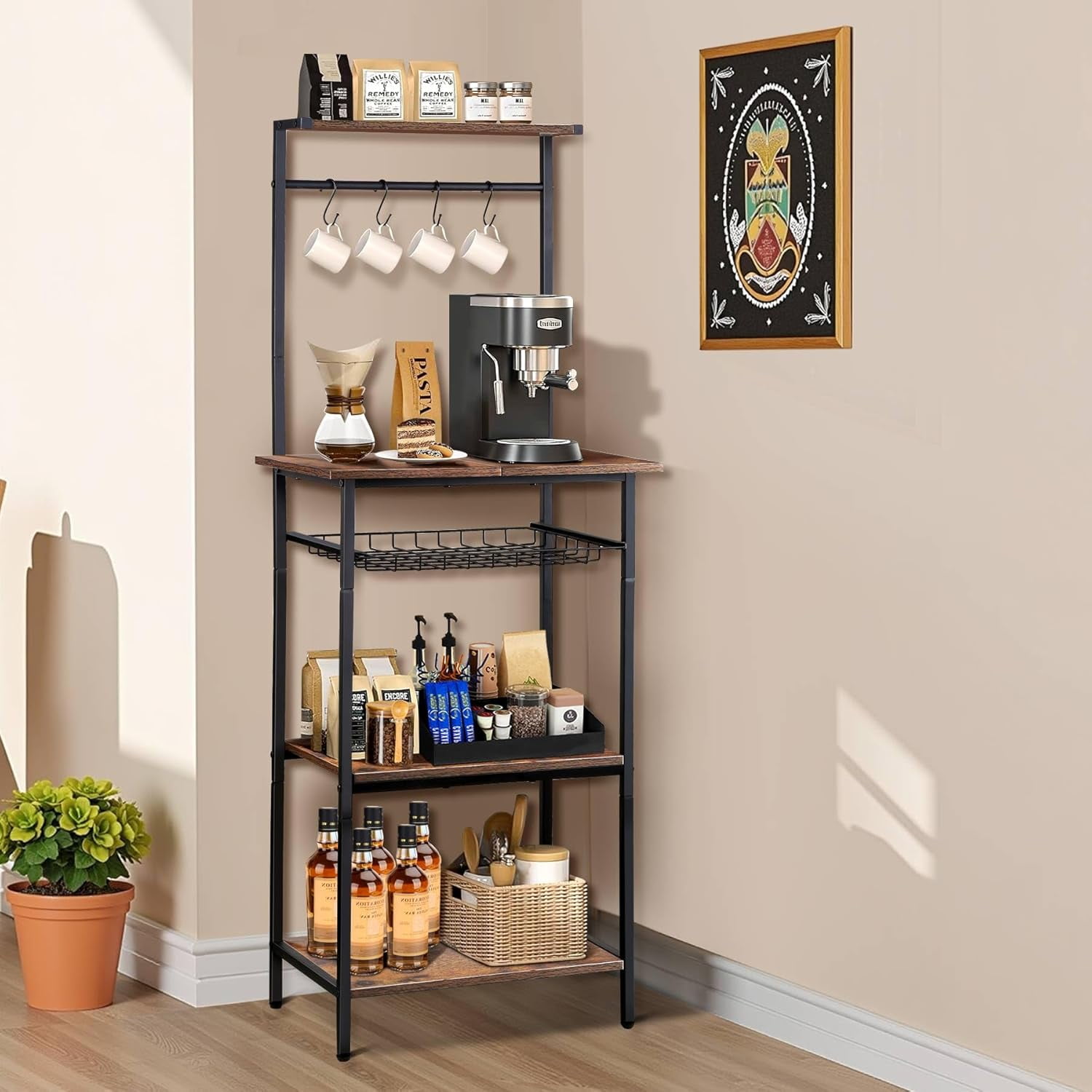 Possible Small Coffee Bar Station - Corner Coffee Cart with Pullout ...