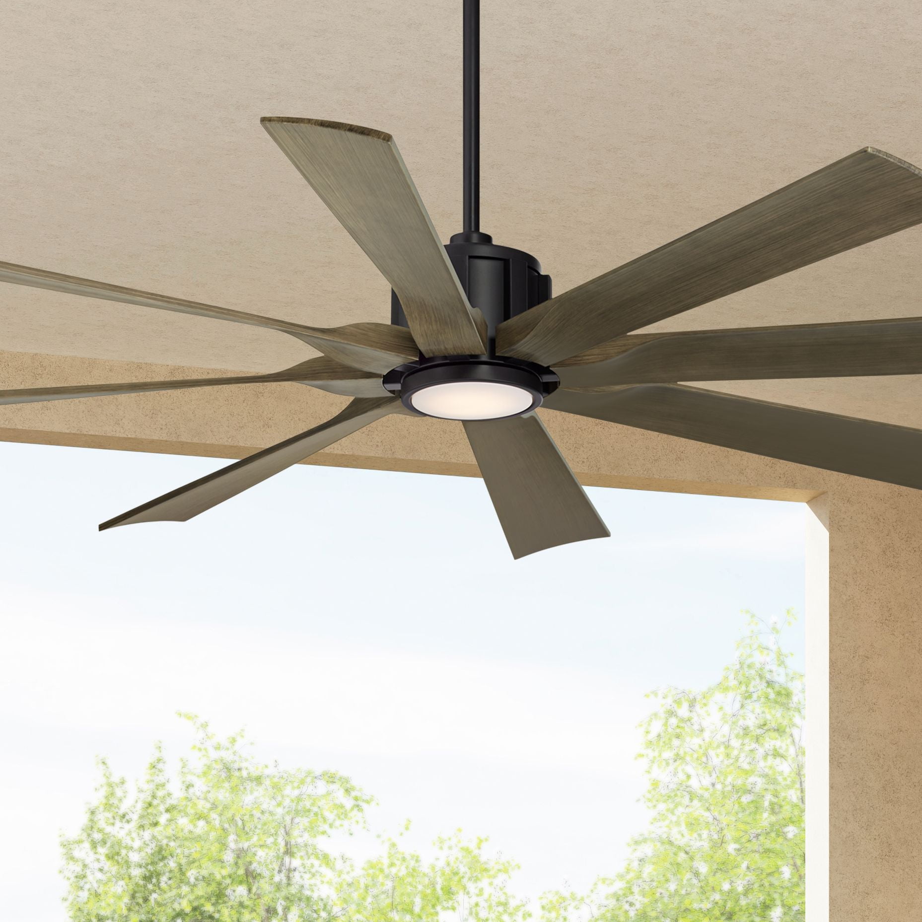 Possini Euro Design 60" Defender Indoor Outdoor Ceiling Fan 8 Blade LED ...