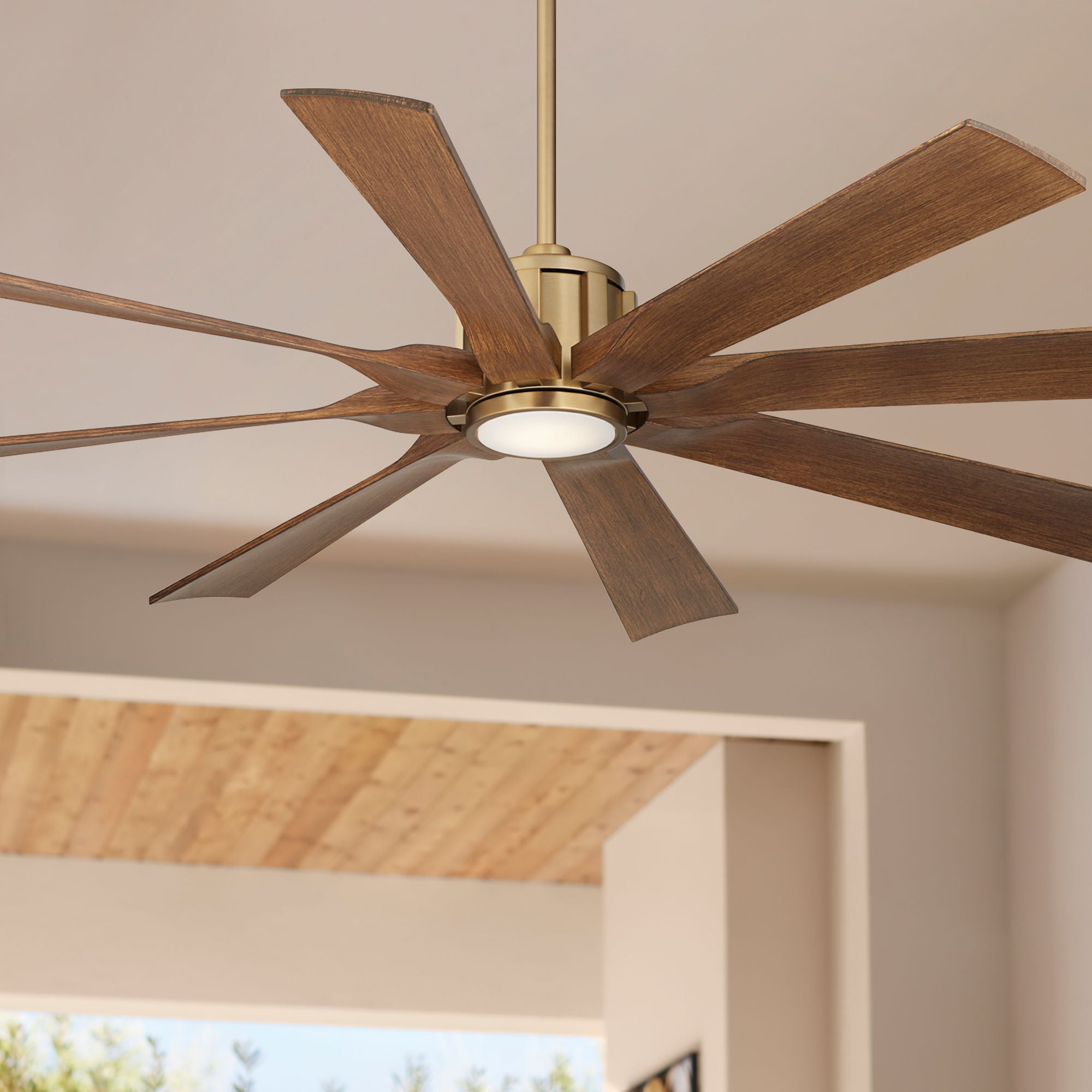 Possini Euro Design 60" Defender Indoor Outdoor Ceiling Fan 8 Blade LED ...