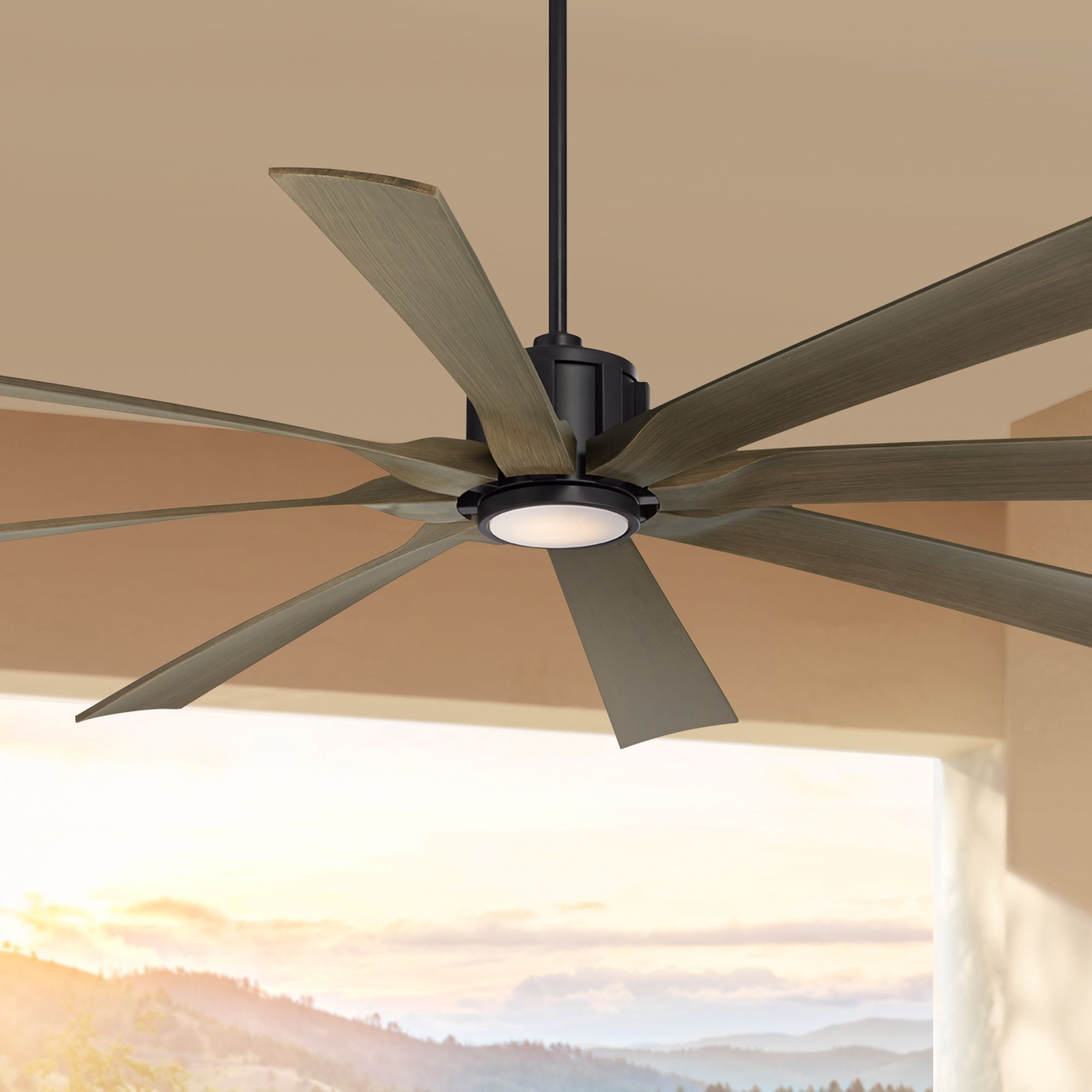 Possini Euro Design 70" Defender Indoor Outdoor Ceiling Fan 8 Blade LED ...