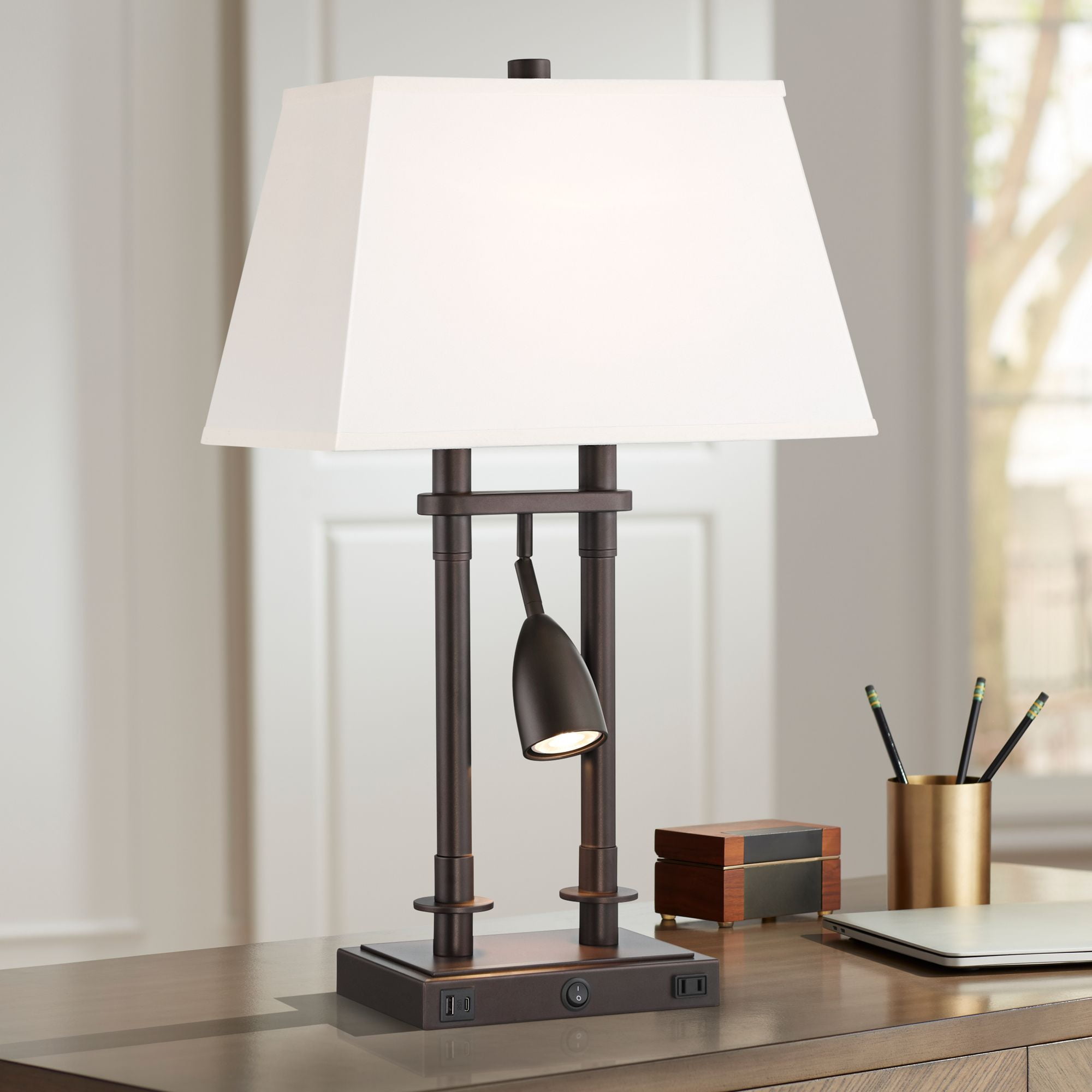 Possini Euro Design Bishop 26 1/2" Tall Modern Desk Lamp USB Port AC ...