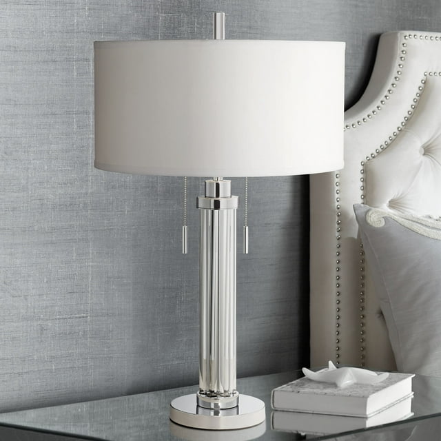 "Possini Euro Design Cadence Table Lamp, 30"" Tall Glass Column, White ...