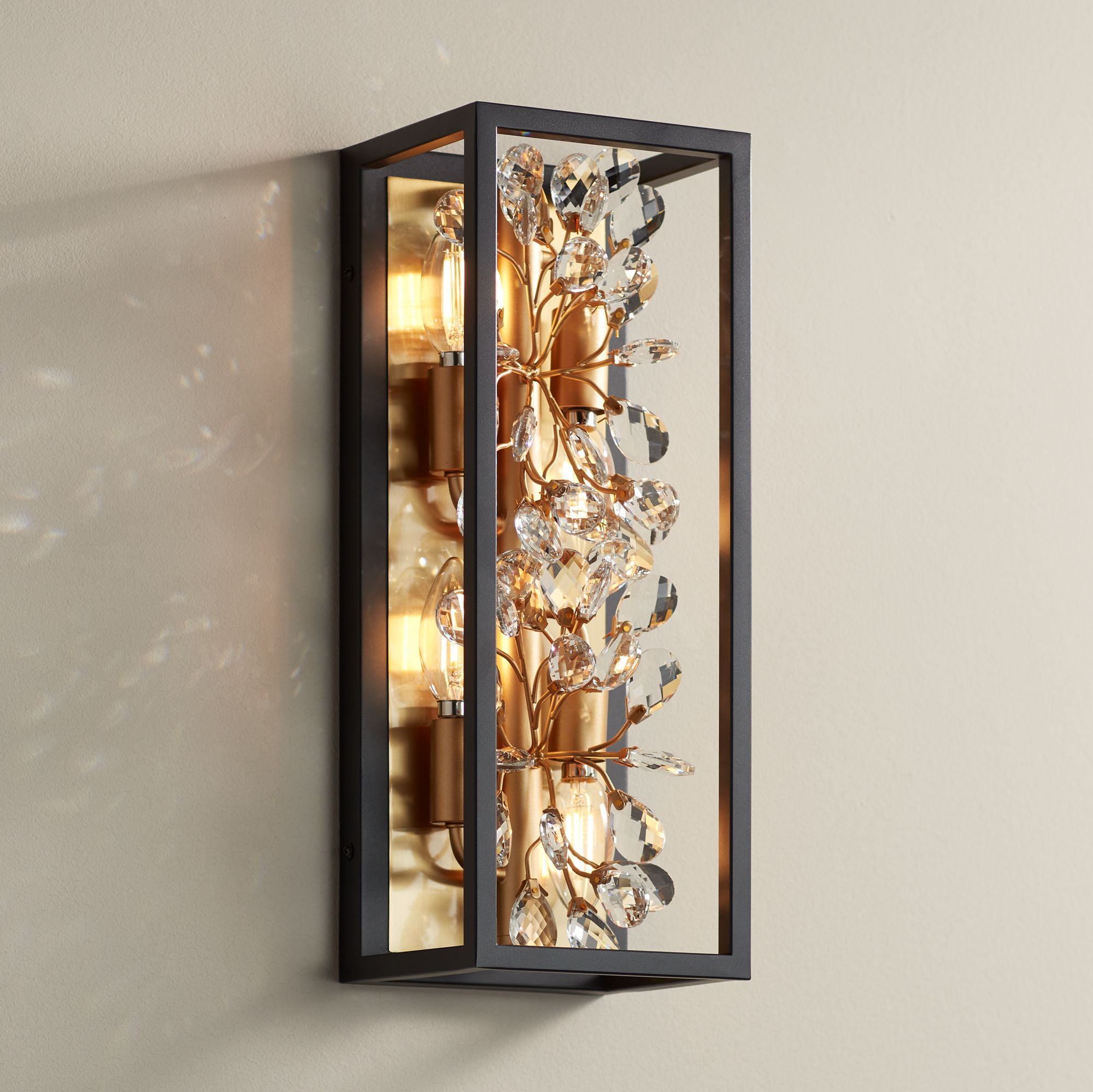 Possini Euro Design Carrine Modern Wall Light Sconce Sand Black Gold ...