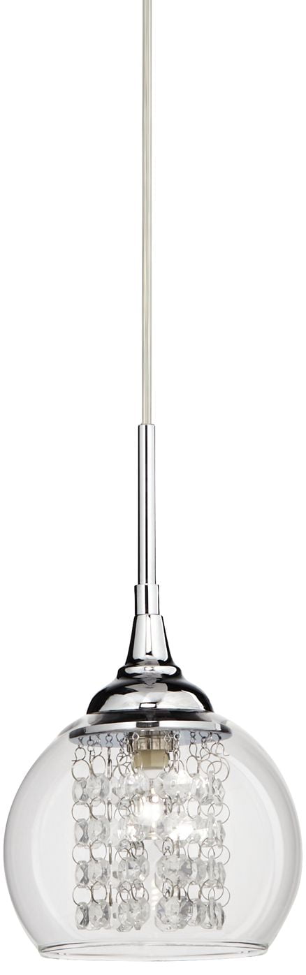 Possini Euro Design Chrome Mini Pendant 6" Wide Modern Faceted Crystal ...