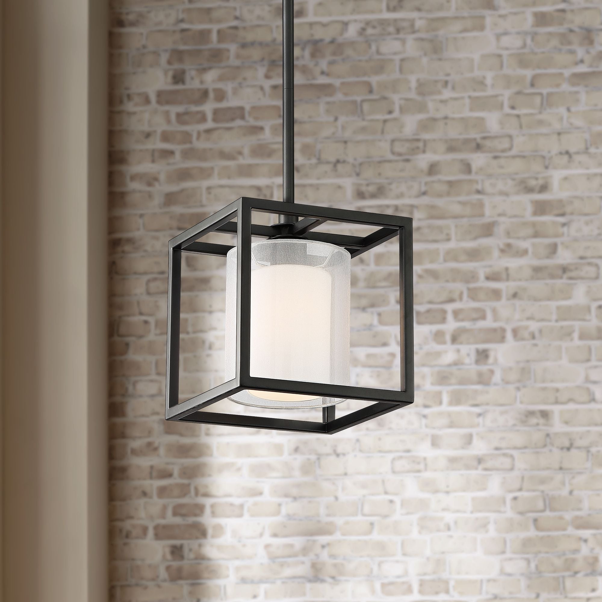 Possini Euro Design Conroe Matte Black Metal Mini Pendant Light 9" Wide ...