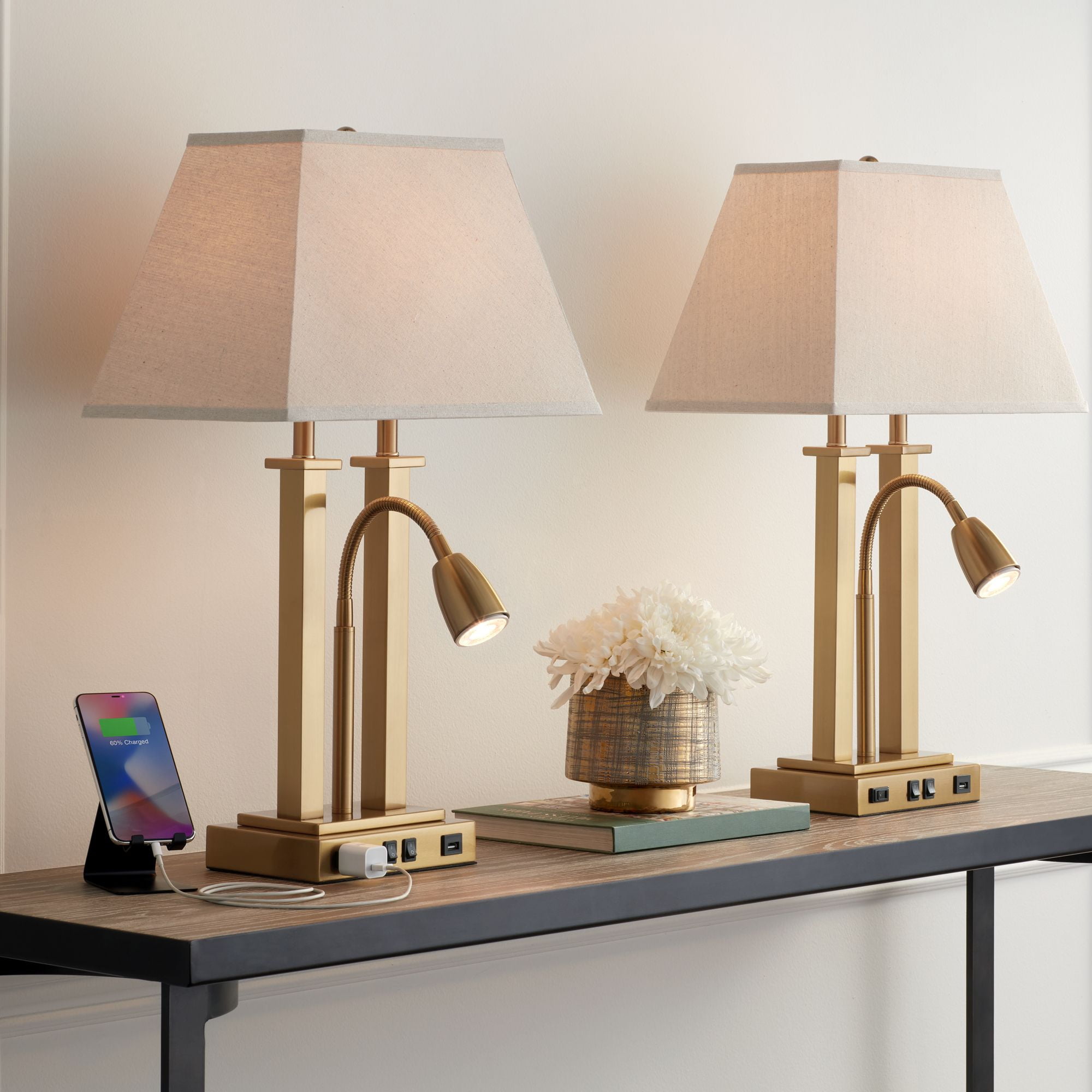 Possini Euro Design Deacon 26" High Traditional Desk Lamps Set of 2 USB ...