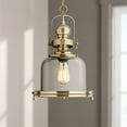 "Possini Euro Design 11"" Brass Mini Pendant Light, Chrome Glass Bell ...
