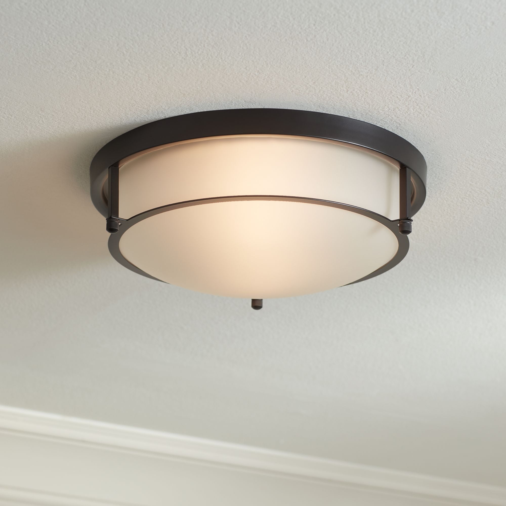 Possini Euro Design Encina 13" Modern Industrial Flush-Mount Ceiling ...