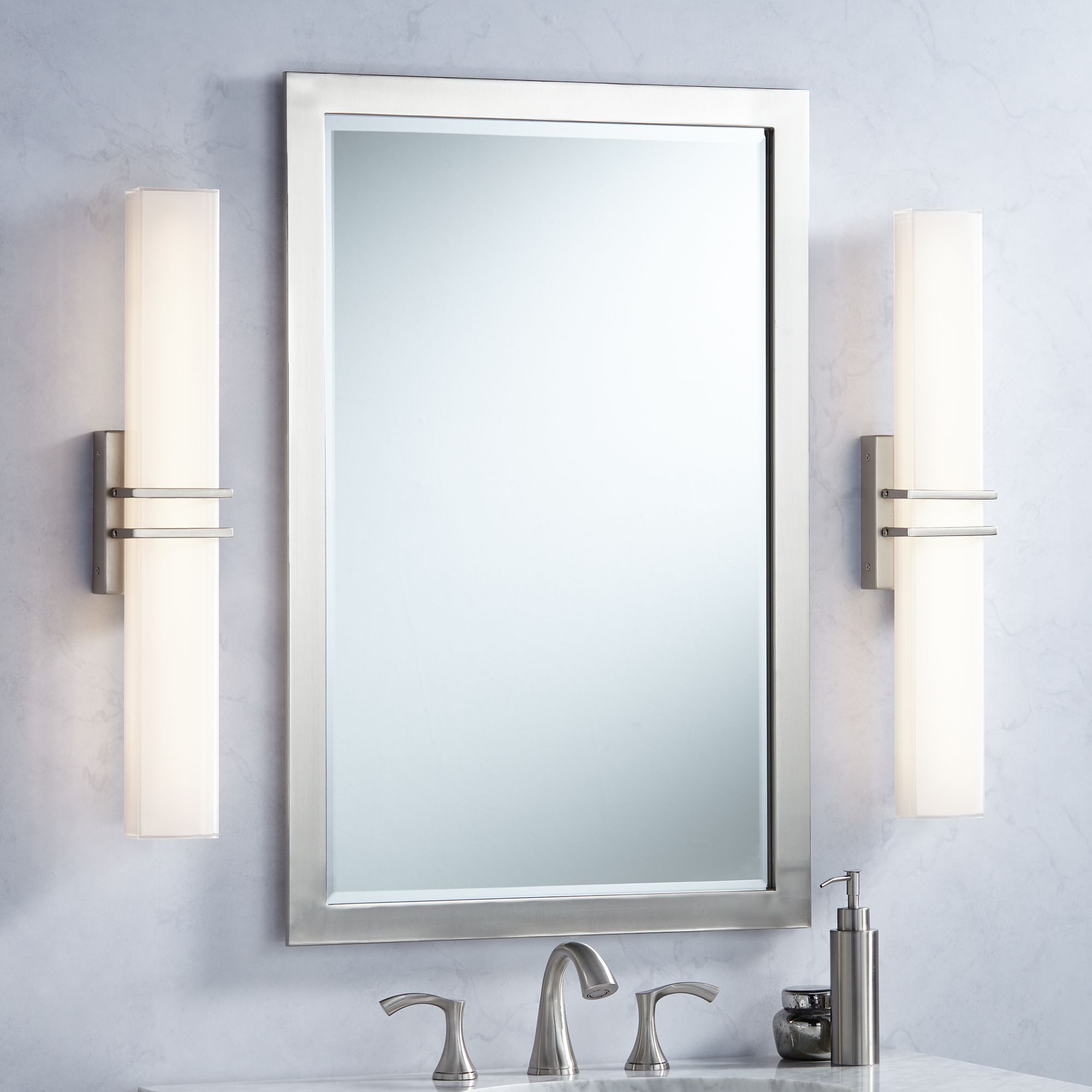 Possini Euro Design Exeter Modern Wall Lights Set of 2 Brushed Nickel ...