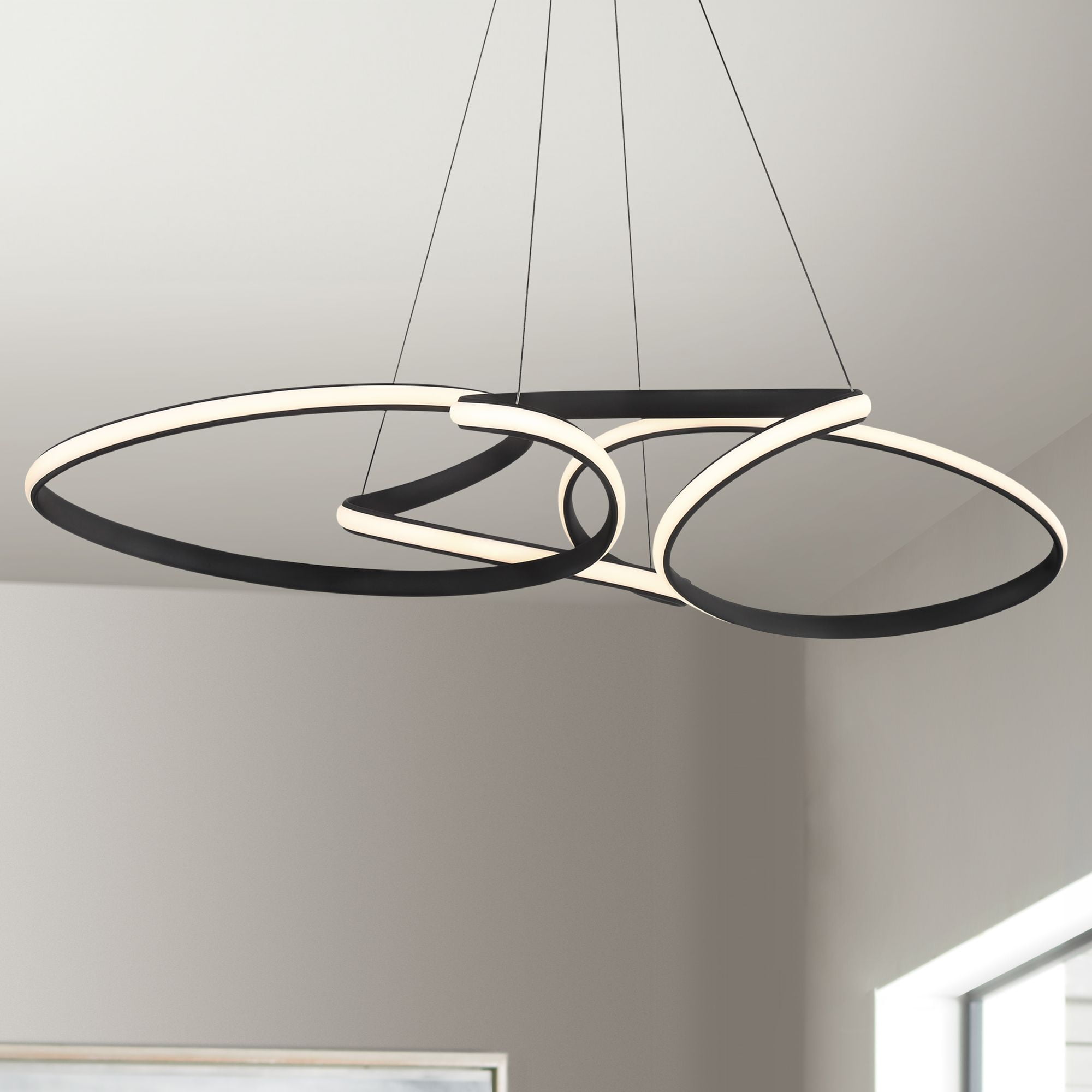 Possini Euro Design Helix Sand Black Multi-Ring Ceiling Pendant Light ...