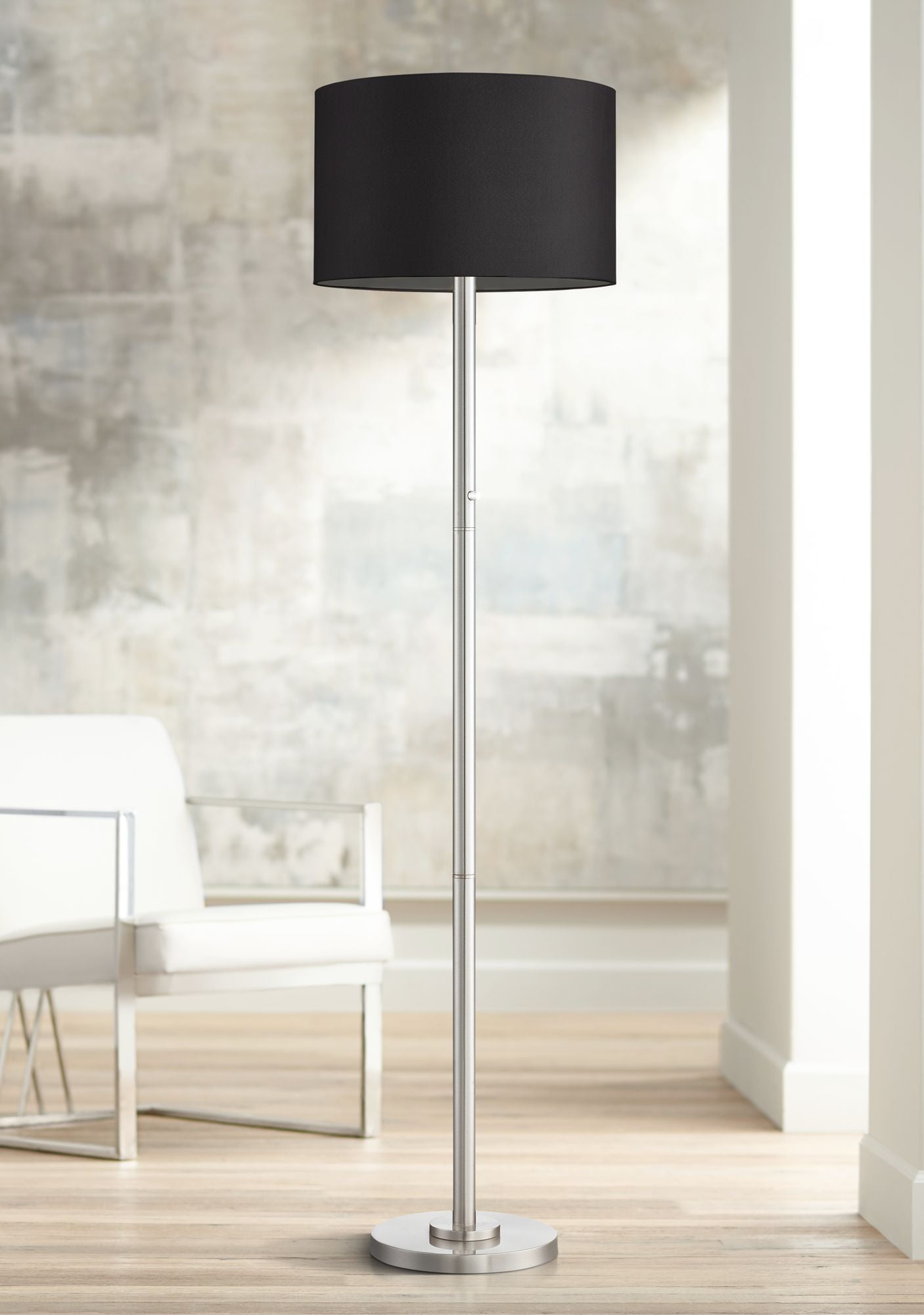Possini Euro Design Meridian Modern 72" Tall Floor Lamp Brushed Nickel ...