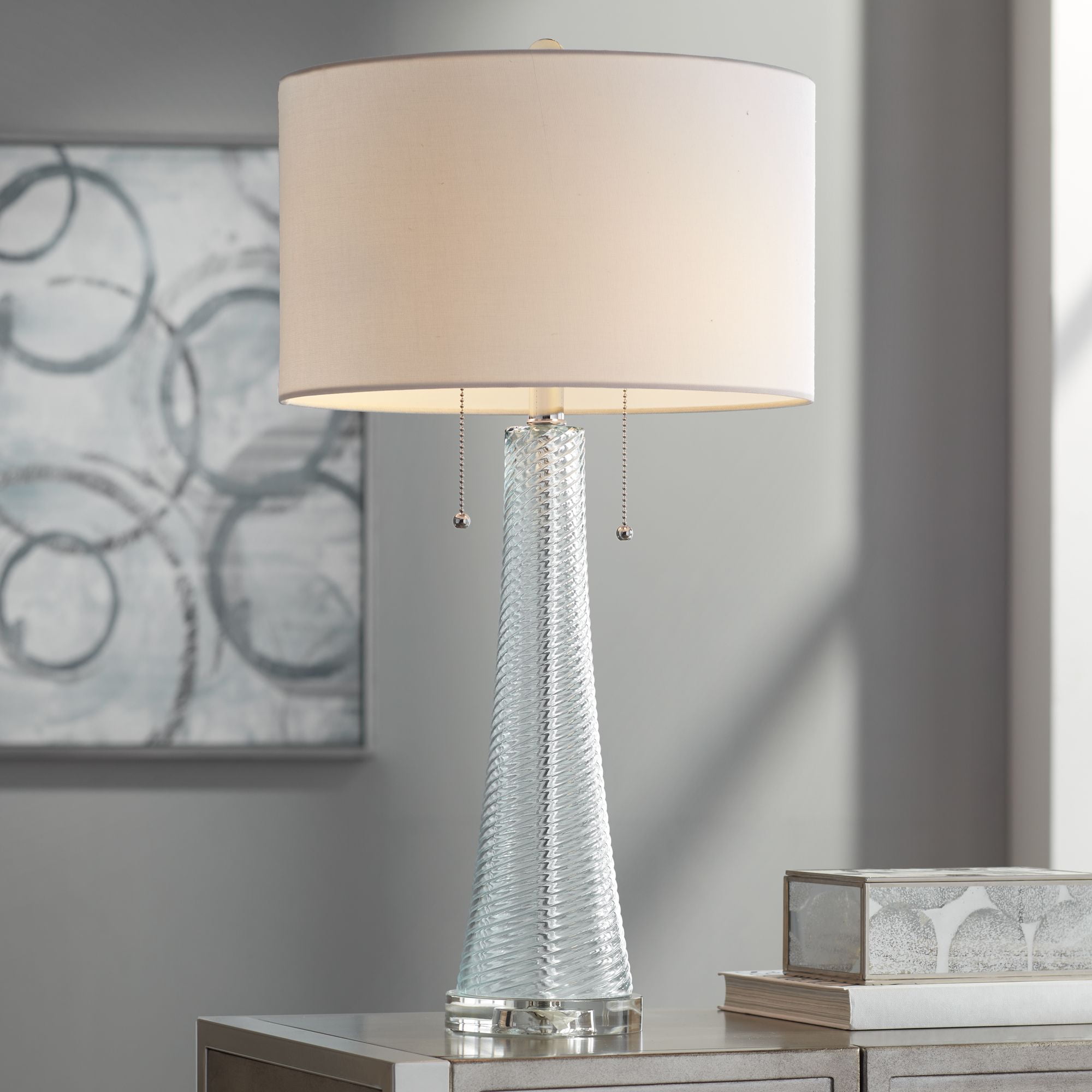 Possini Euro Design 28 1/2" Tall Table Lamp, Aqua Blue Glass, White ...