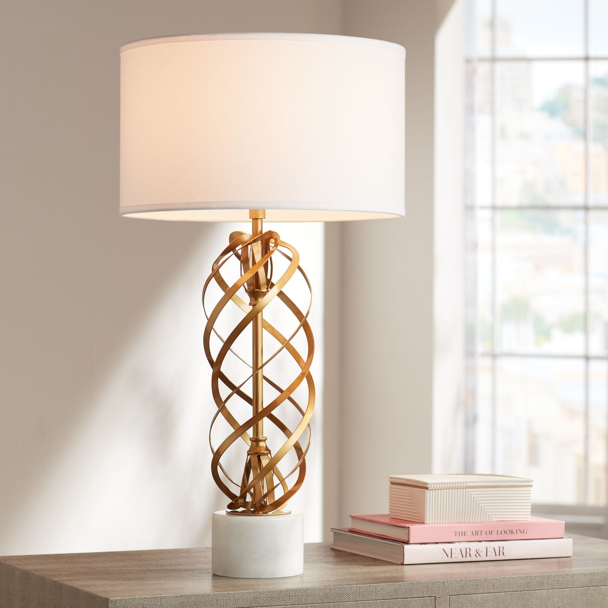 Possini Euro Design Modern Table Lamp 32" Tall Sculptural Gold Spiral ...