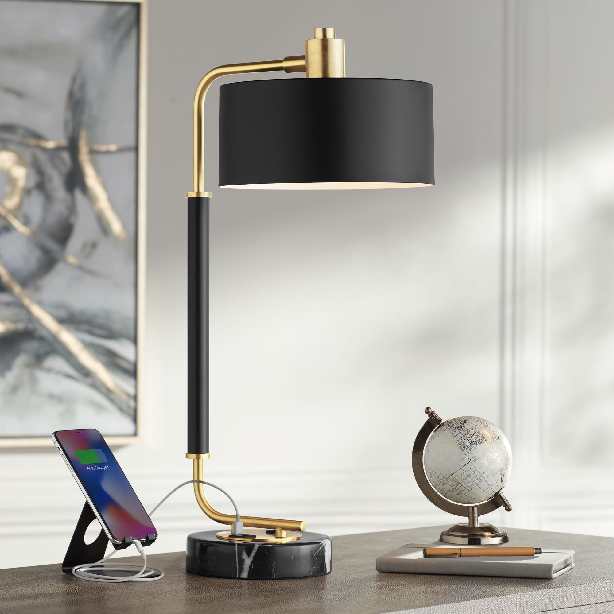 Possini Euro Design Myles Modern Mid Century Desk Lamp 24" High Black ...