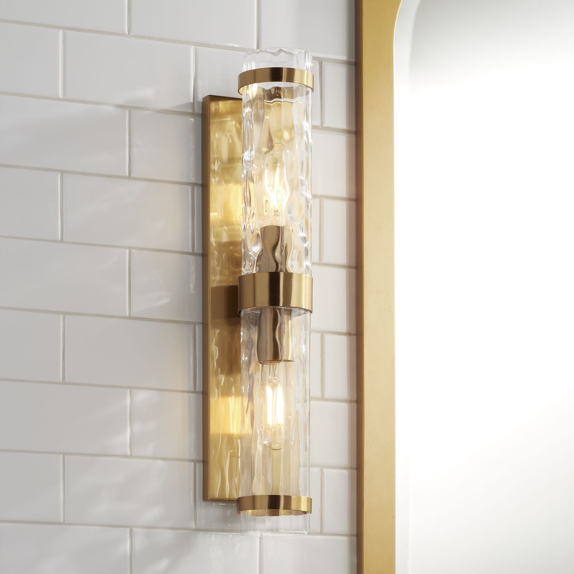 Possini Euro Design Noma Modern Wall Light Bar Gold Hardwire 21 3/4" 2-Light Fixture Clear ...