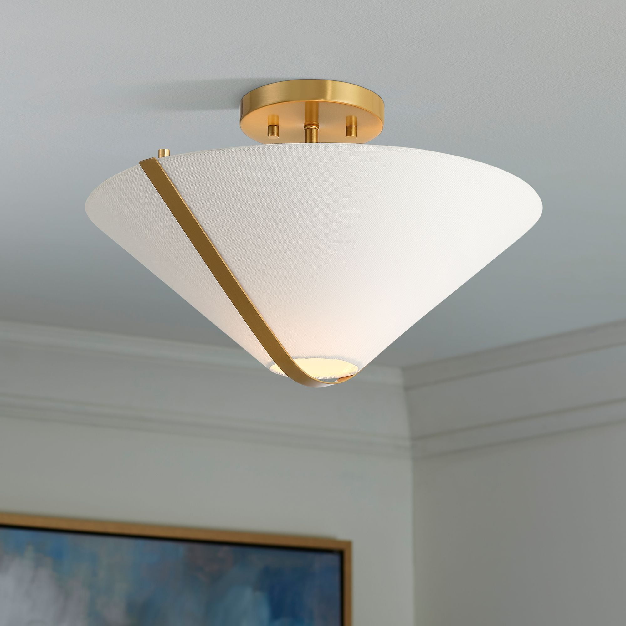 Possini Euro Design Oracle 16" Modern Art Deco Semi Flush-Mount Ceiling ...