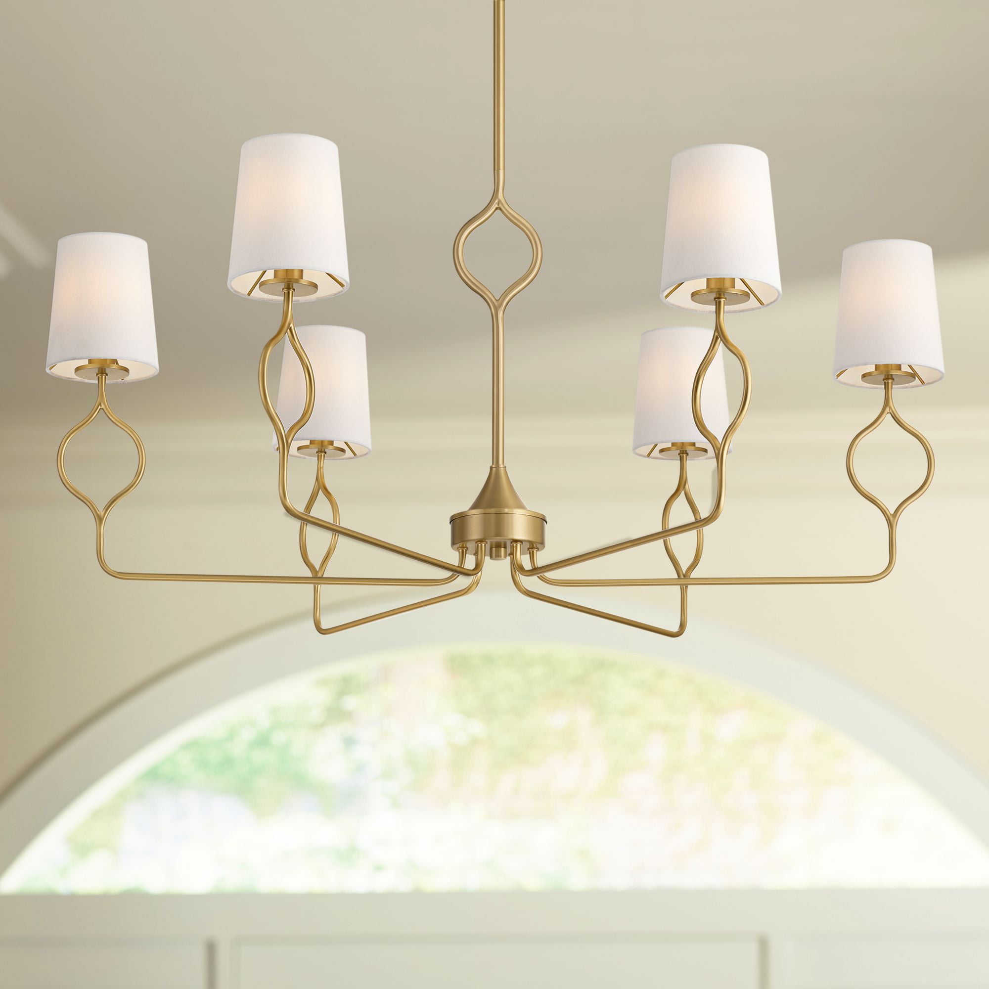 Possini Euro Design Possini Euro Pirouette 40"W Warm Gold & Linen 6 ...