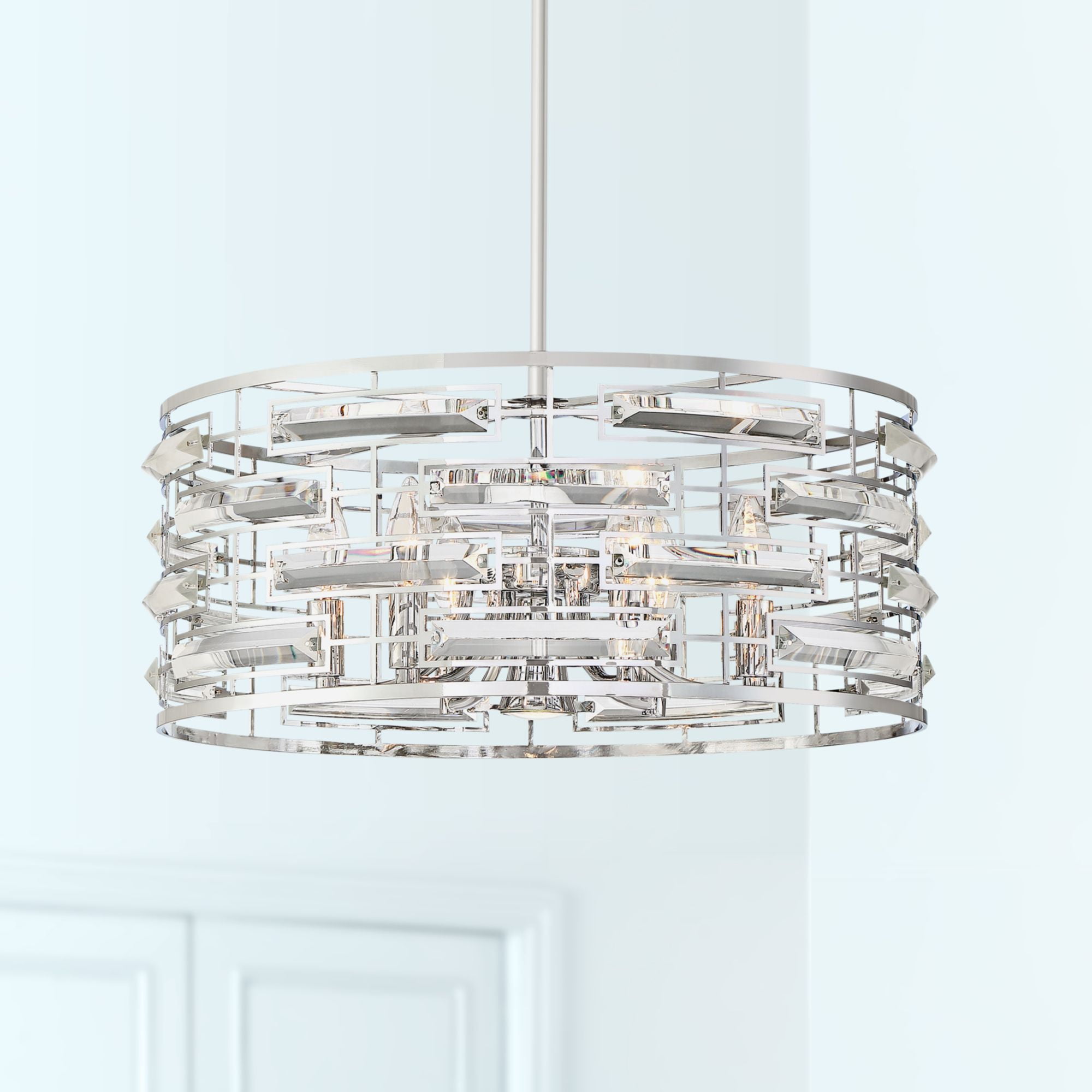 Possini Euro Design Smart Polished Nickel Chandelier 20" Wide Modern ...