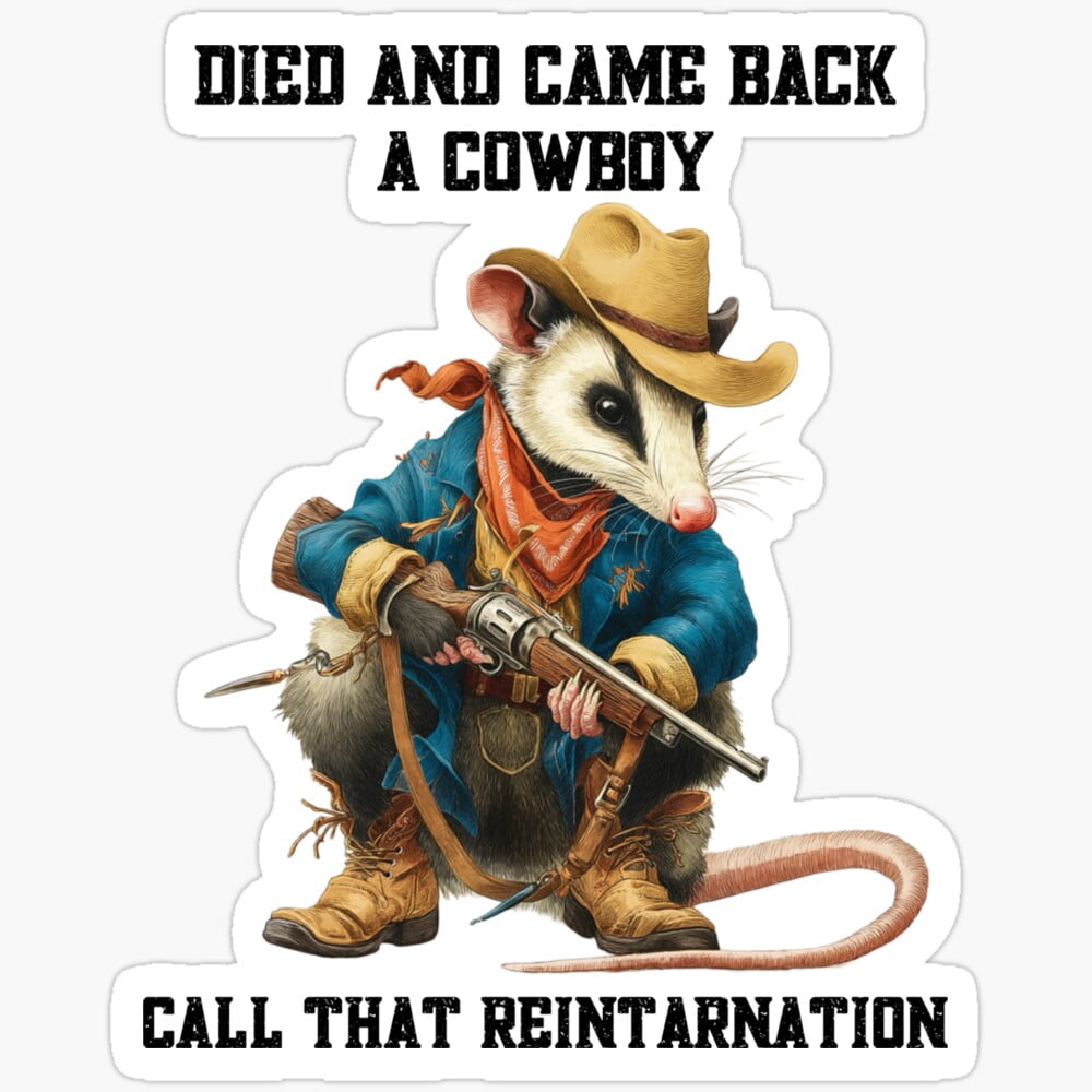 Possum Cowboy Reintarnation Stickerphone Decal Water Bottle Stickers ...