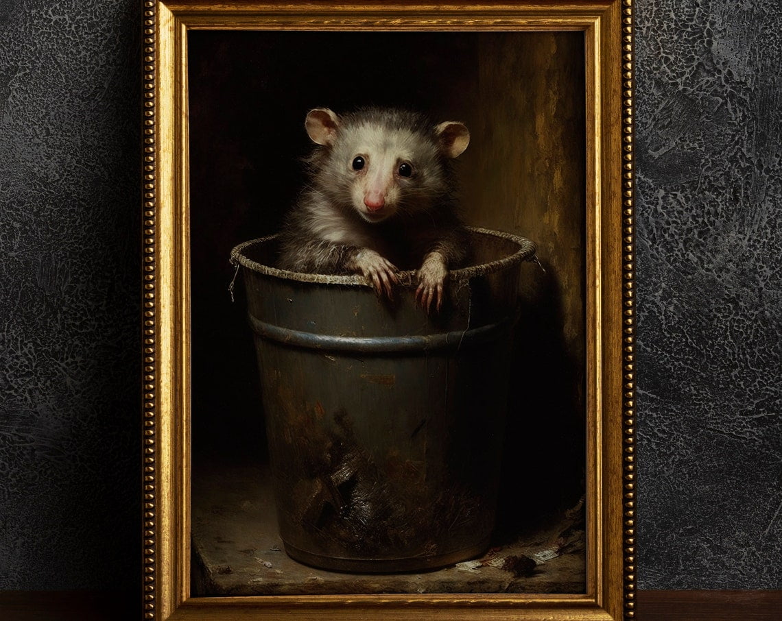 Possum In Trash, Vintage Poster, Dark Academia, Gothic Victorian Quirky ...