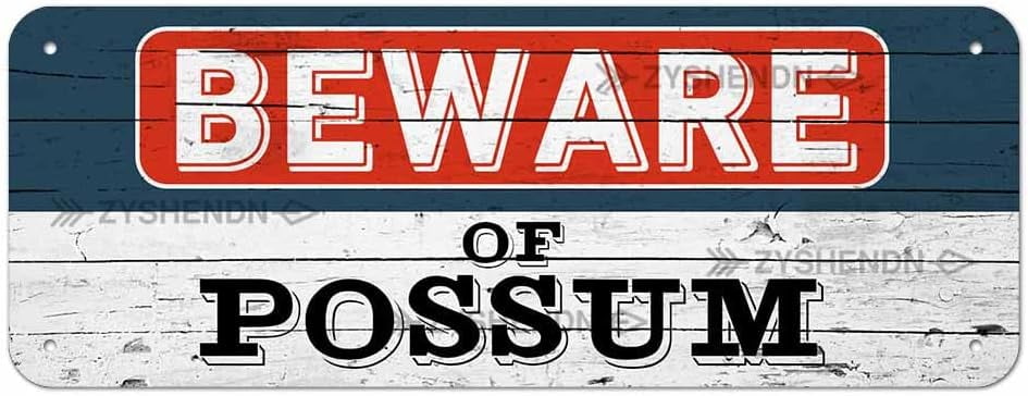 Possum Metal Sign Beware of Possum Retro Tin Signs for Home Garden Bar ...