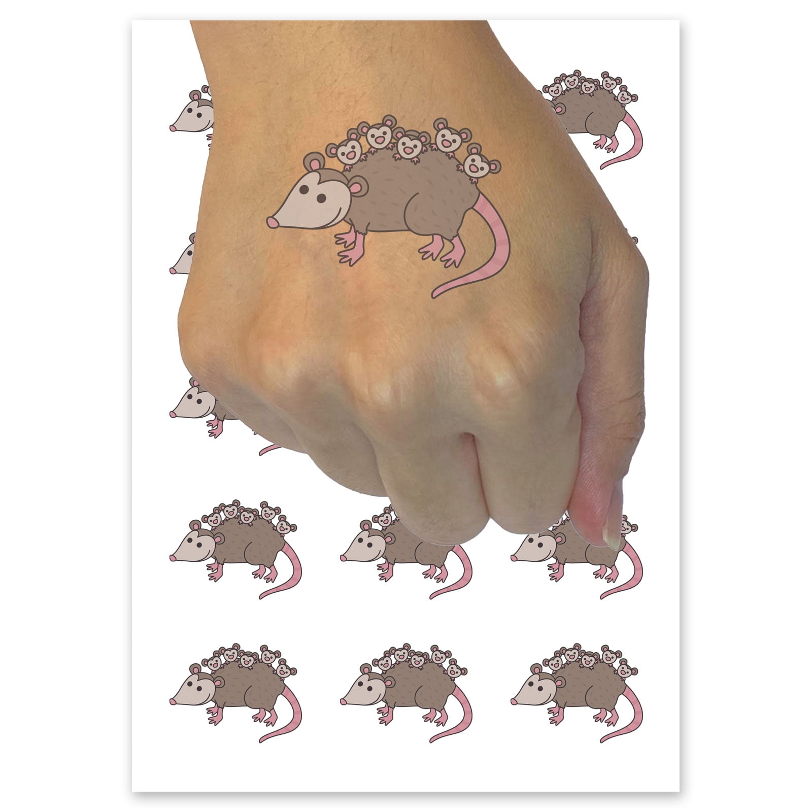 Possum Opossum Carrying Babies Temporary Tattoo Water Resistant Fake ...