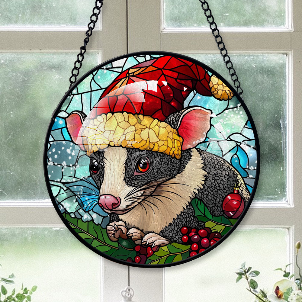 Possum Ornament Christmas 2025, Possum Stained Glass Window Hanging ...