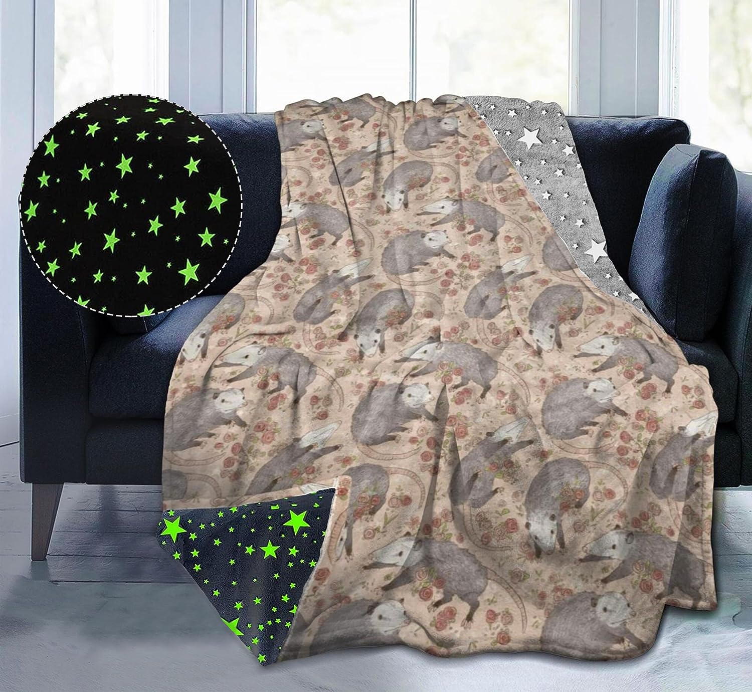 Possums Blanket Glow in Dark Blanket Opossum Blanket Glowing in The ...