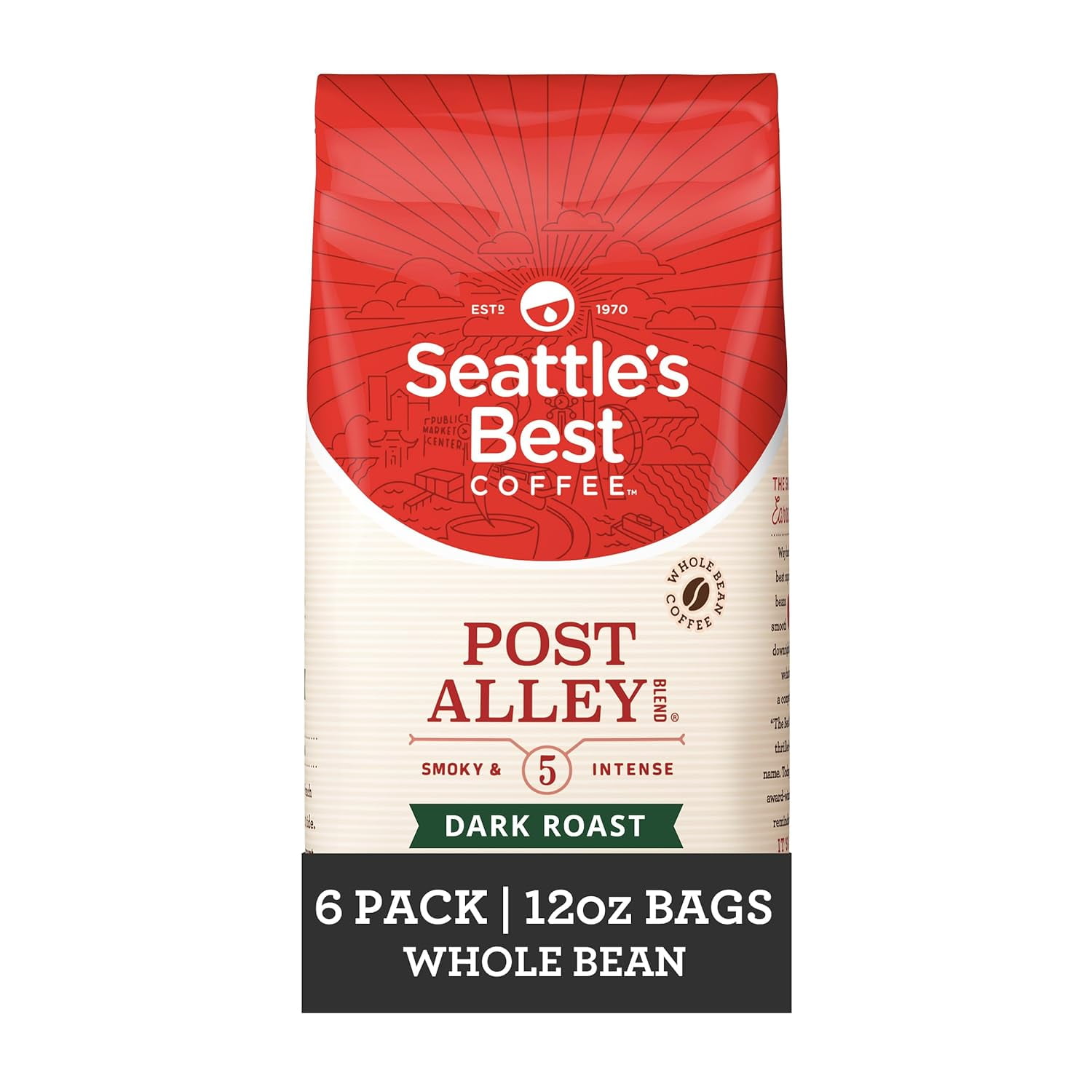 Post Alley Blend Dark Roast Whole Bean Coffee | 12 Ounce Bags (Pack of ...