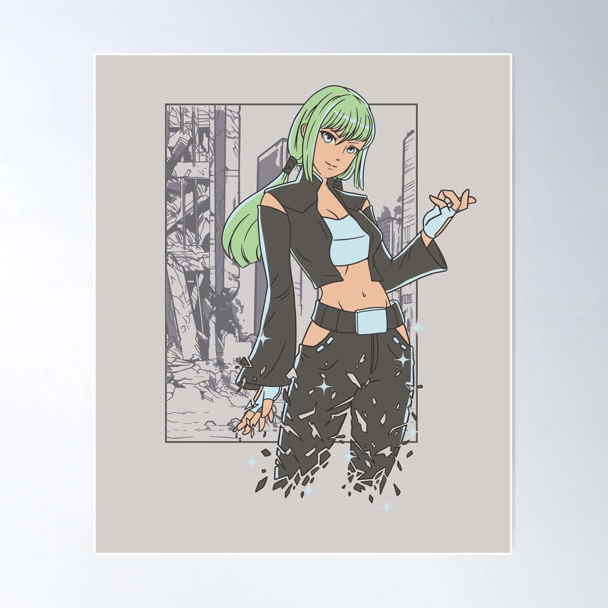 Post Apocalyptic Anime Girl Poster Wall Art, Modern Wall Decor For ...