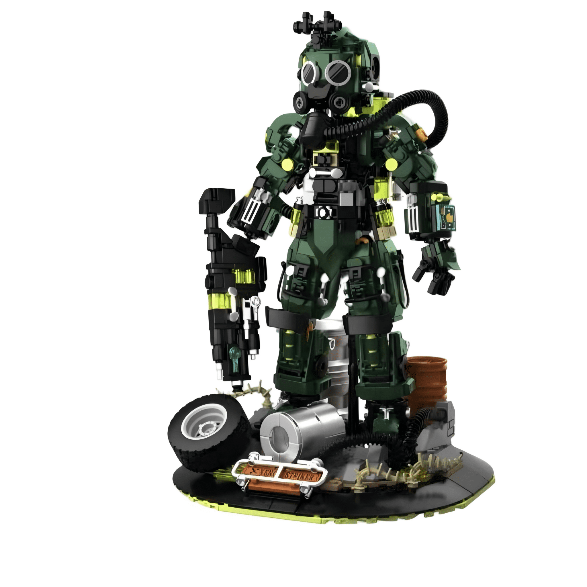 Post-Apocalyptic Gas Mask Mech Block Figure, Wasteland Themed Detailed ...