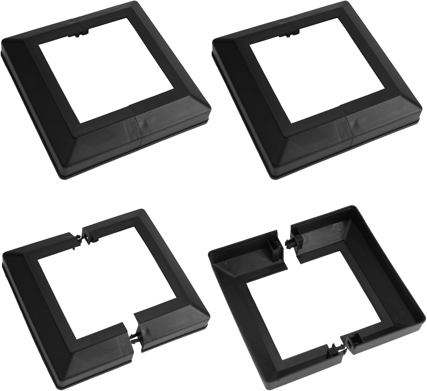 Post Base Cover, 4Pcs 100x100mm Plastic Post Base Cover Plates Black ...