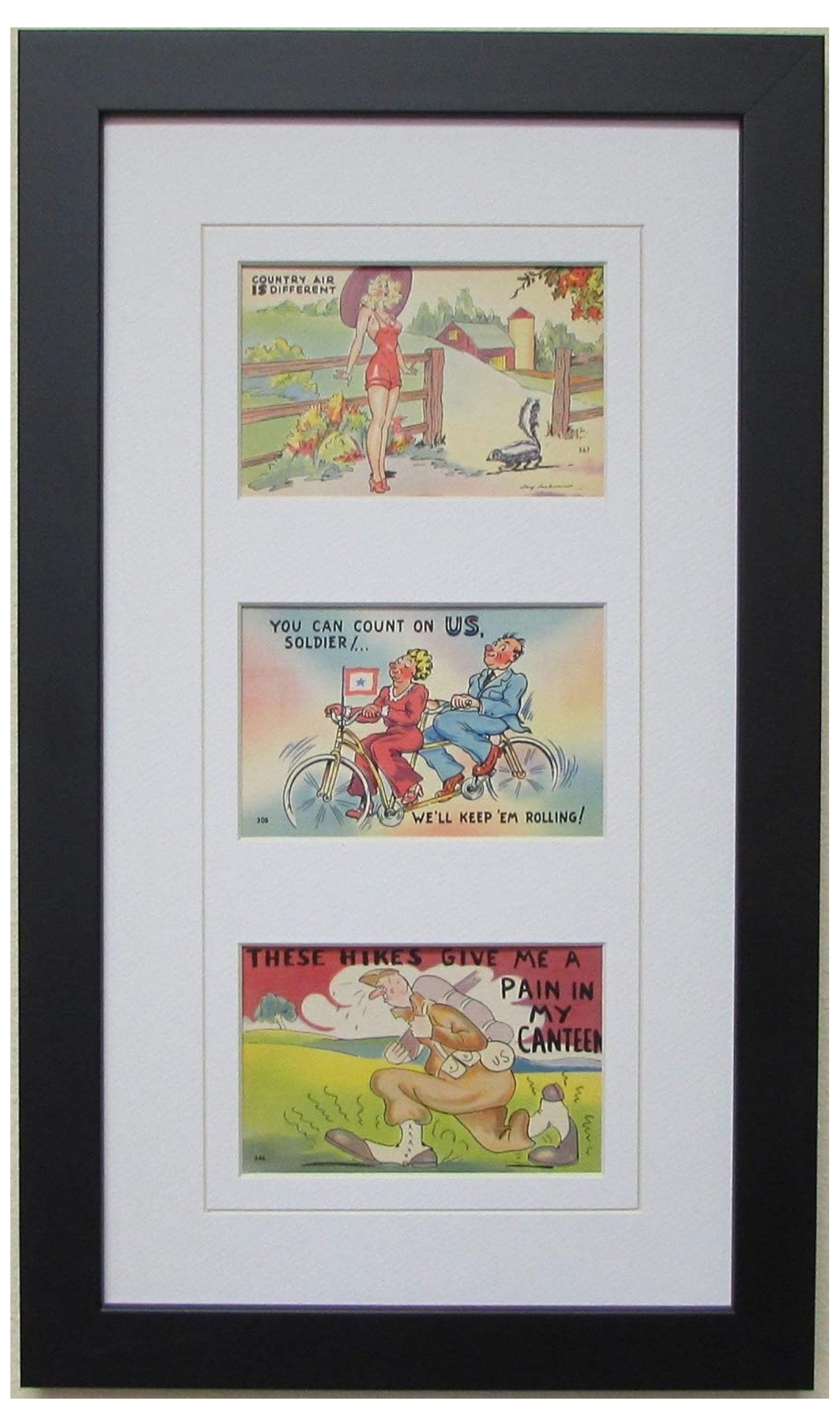 Post Card Frame for Three (3) 3.5" X 5.5" Post Cards Black Frame with ...